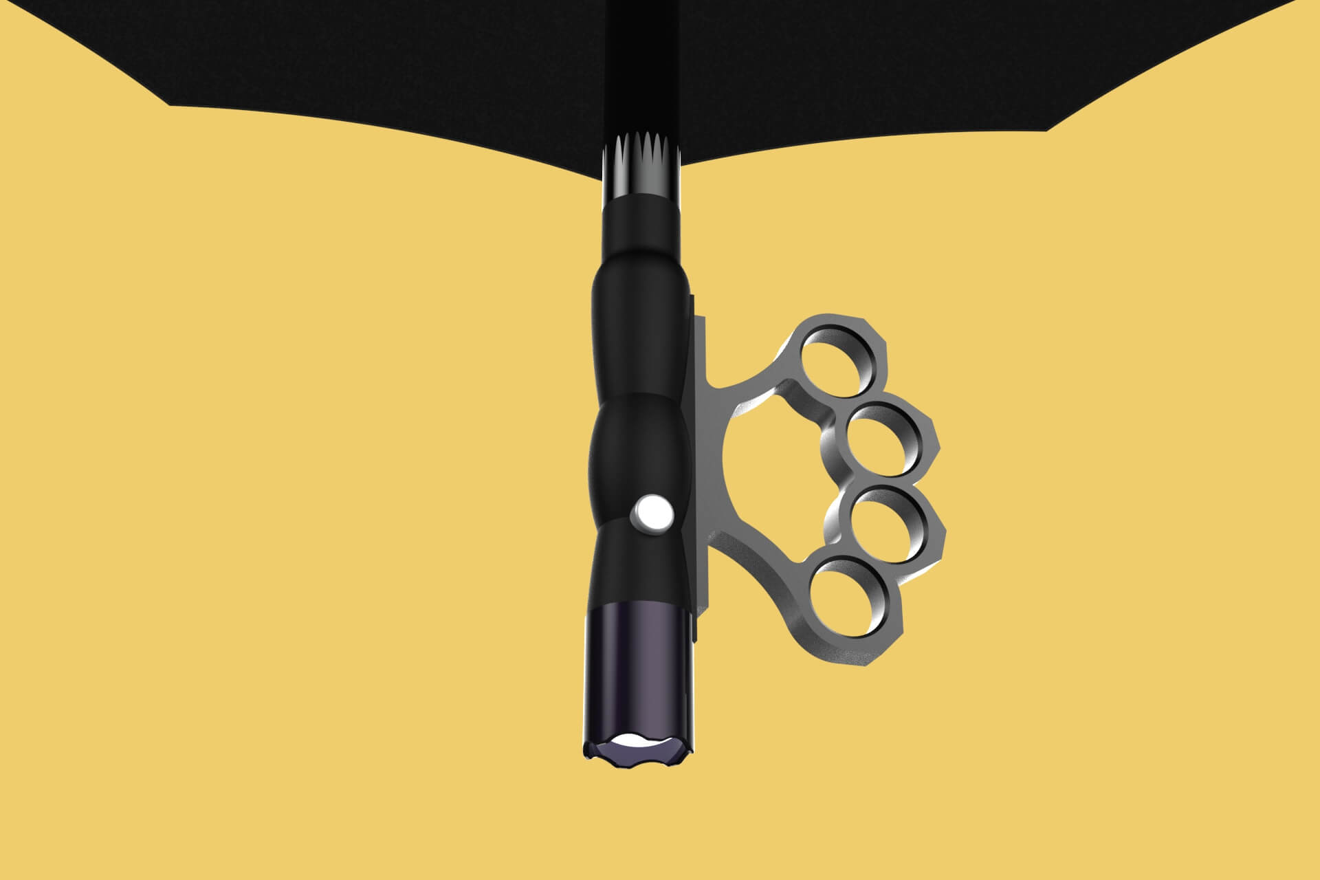 Self Defense Umbrella Safety Finger Hole Grip Light Torch - 3D Model by ...