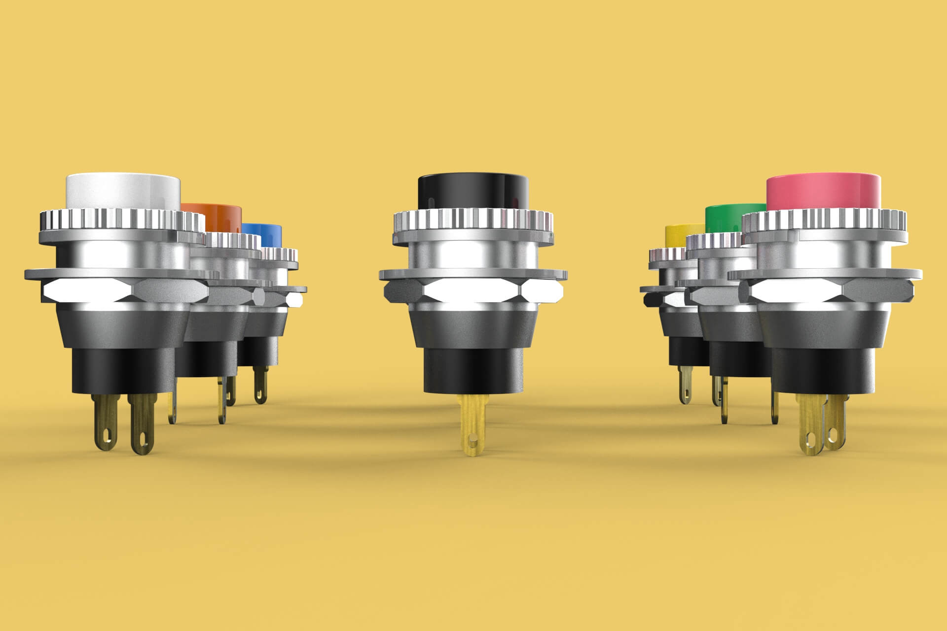 Set Colorful Push Button Momentary Self Reset Press Switch 3 - 3D Model ...