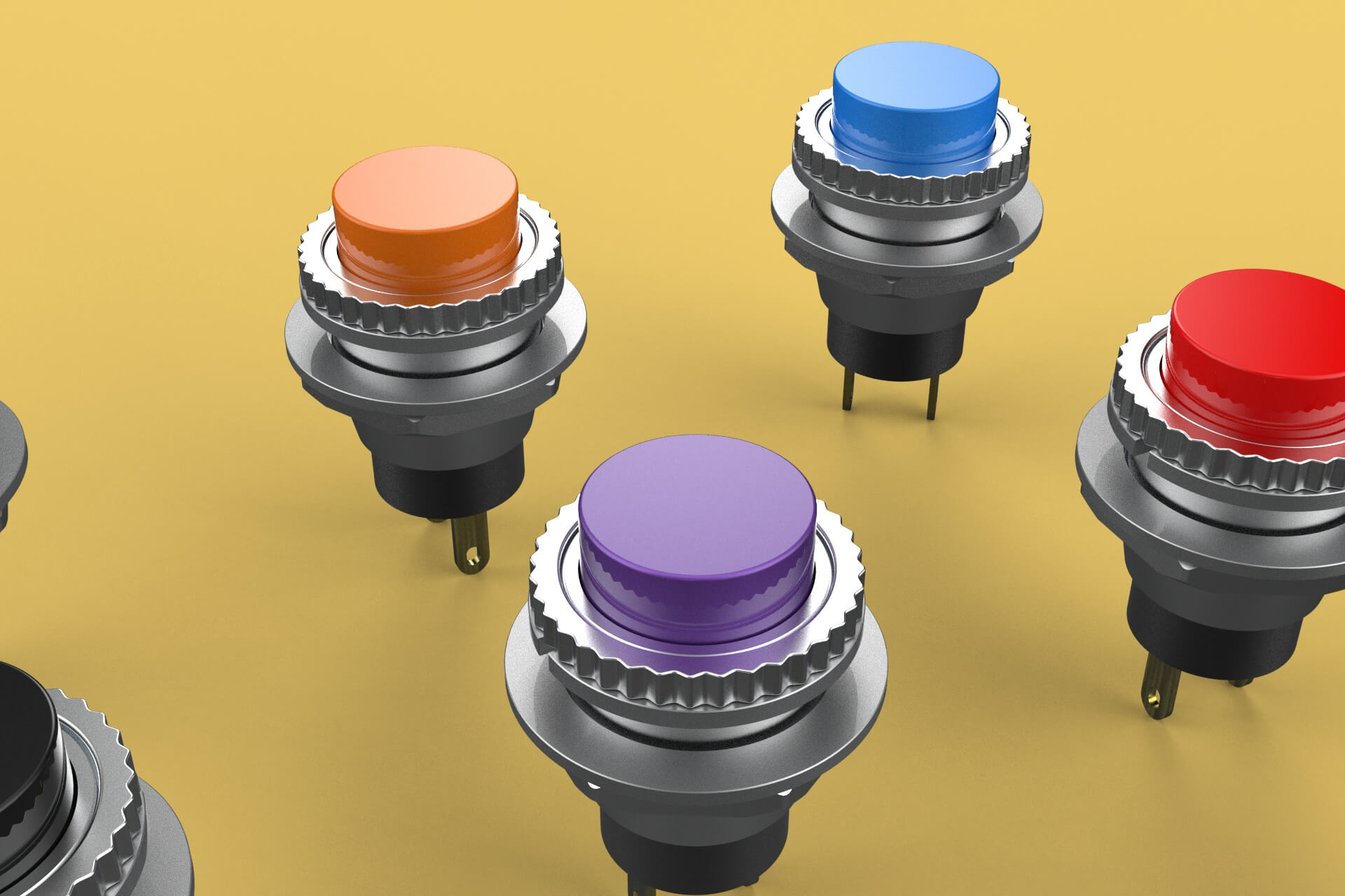 Set Colorful Push Button Momentary Self Reset Press Switch 3 - 3D Model ...