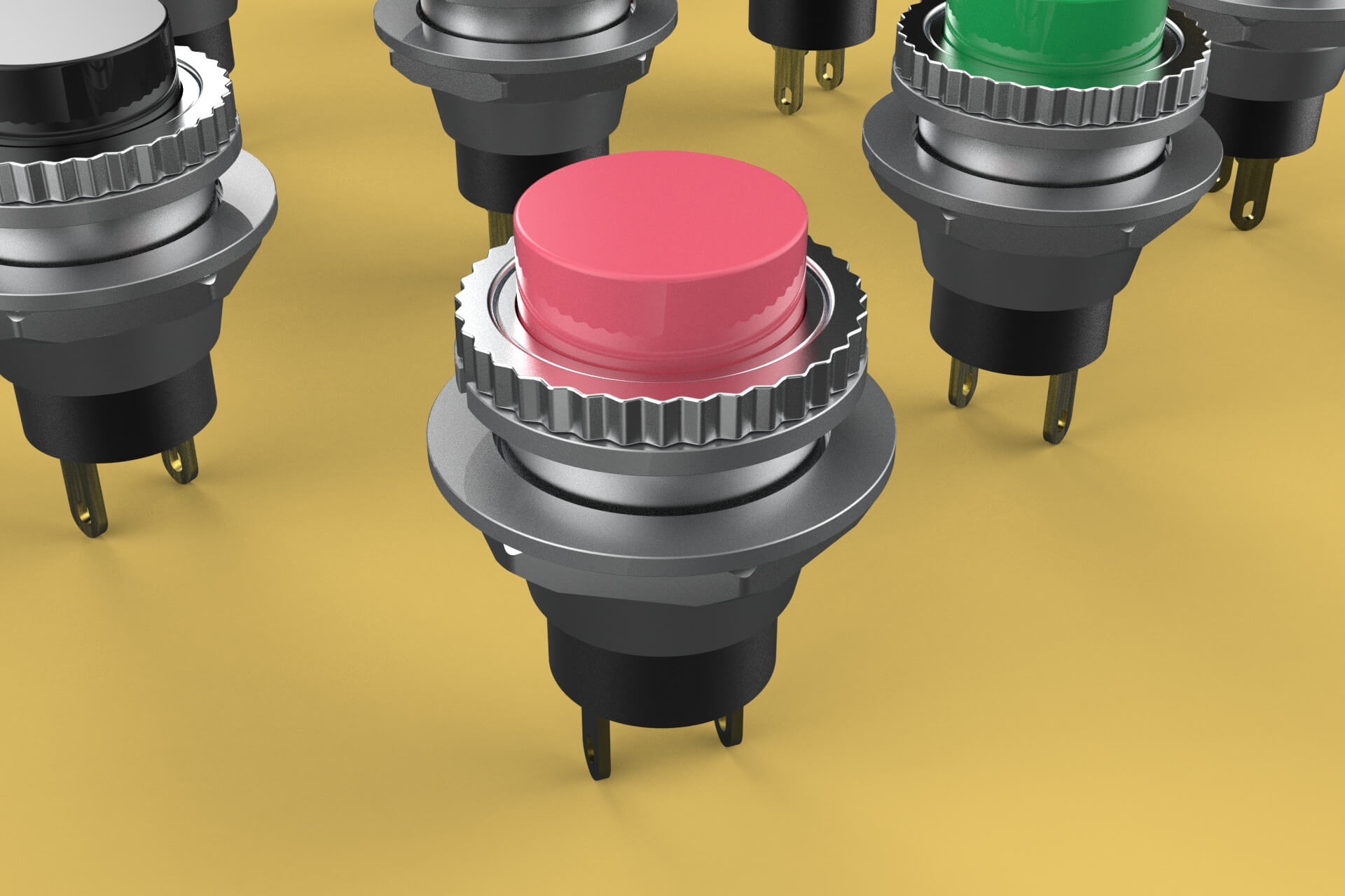 Set Colorful Push Button Momentary Self Reset Press Switch 3 - 3D Model ...