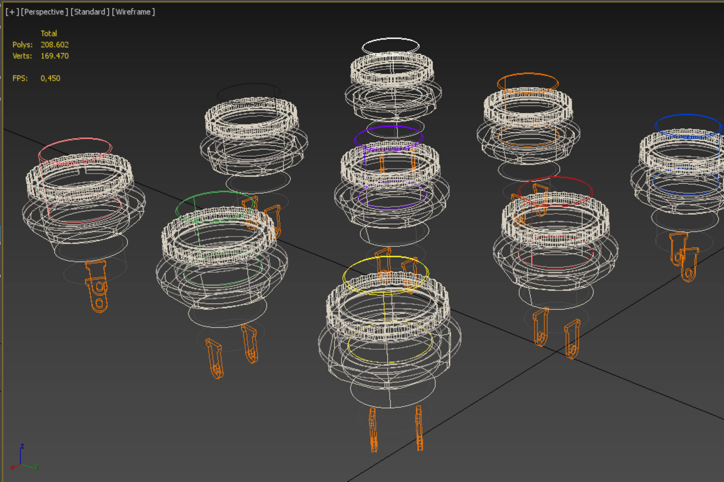 Set Colorful Push Button Momentary Self Reset Press Switch 3 - 3D Model ...