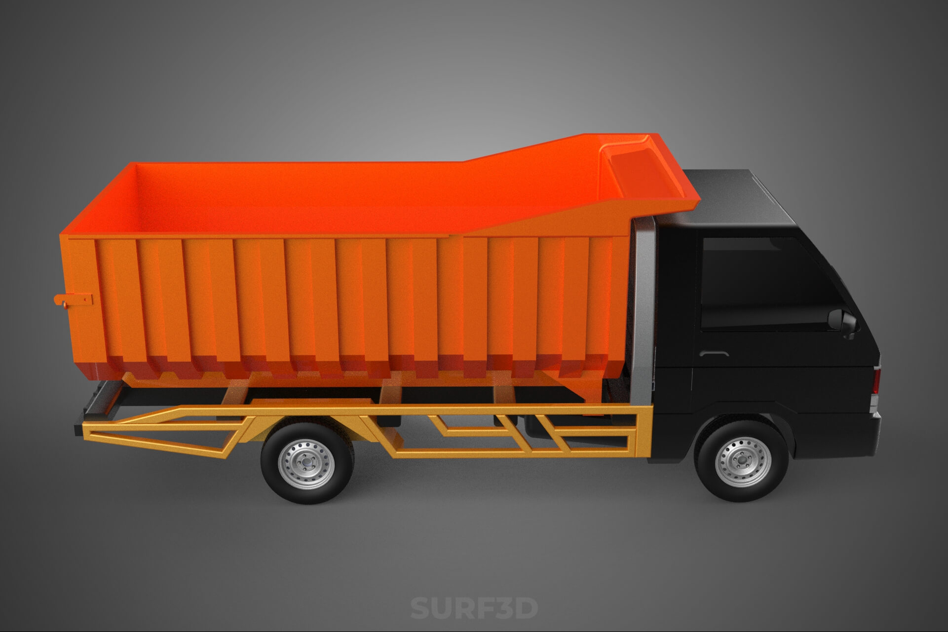 Small Tipper Dump Truck Pick Up Hydraulic Container Car Skip - 3D Model ...