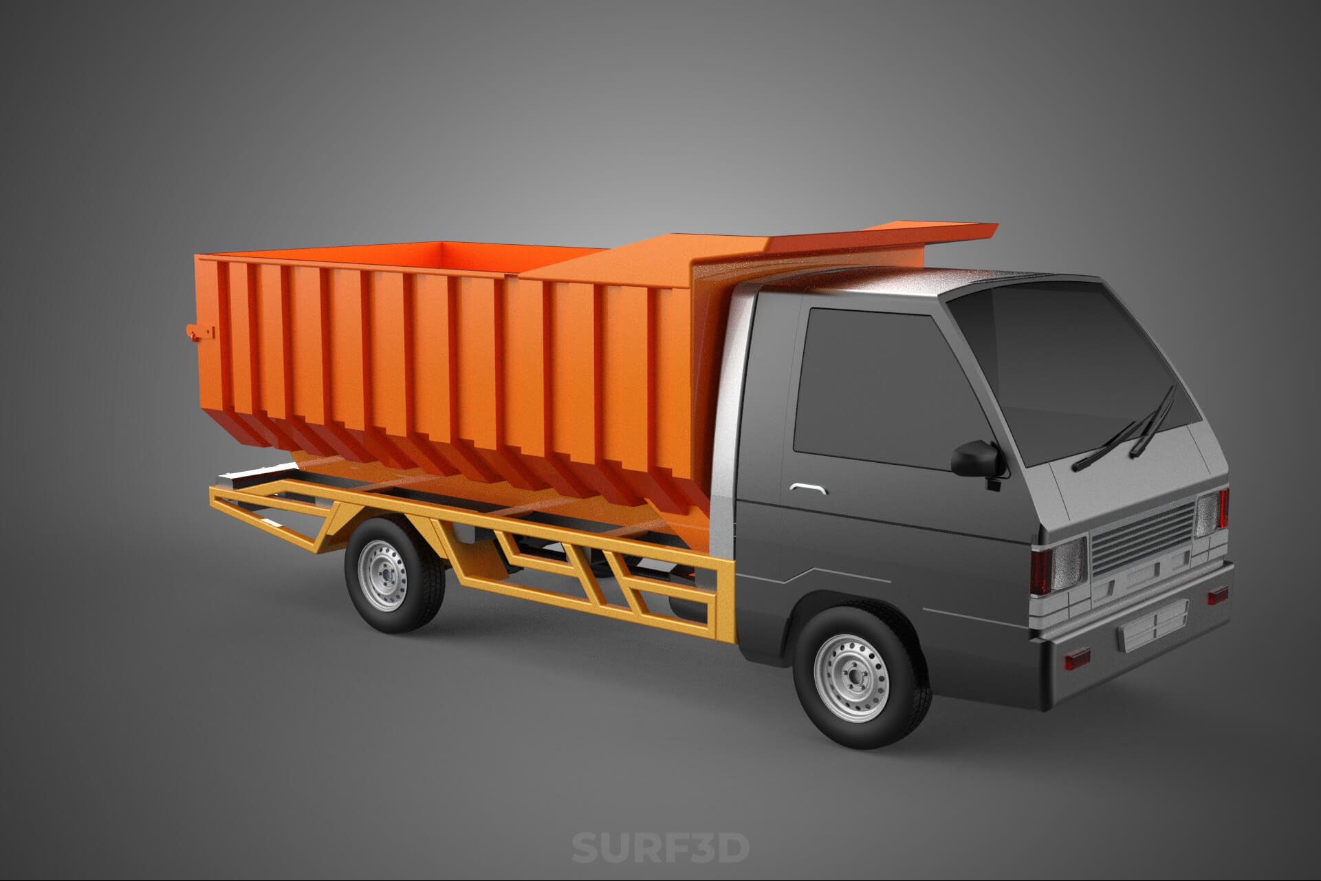 Small Tipper Dump Truck Pick Up Hydraulic Container Car Skip - 3D Model ...