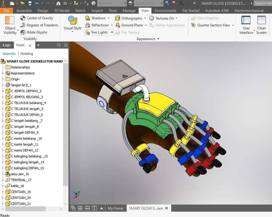 Smart Glove Exoskeleton Hand Robot - 3D Model by surf3d
