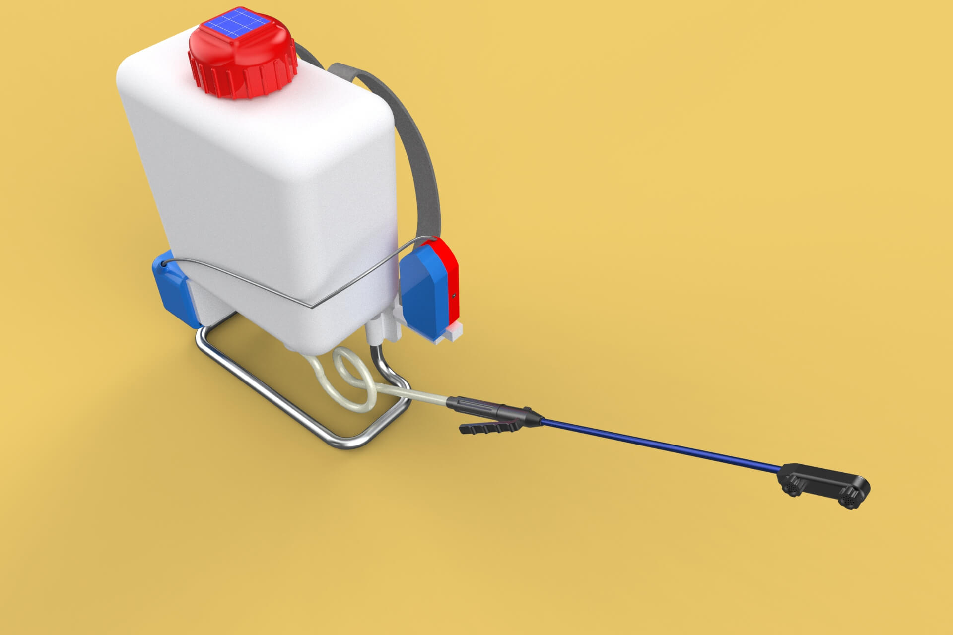 Solar Cell Electric Knapsack Sprayer Tank Pump Motor Battery - 3D Model ...