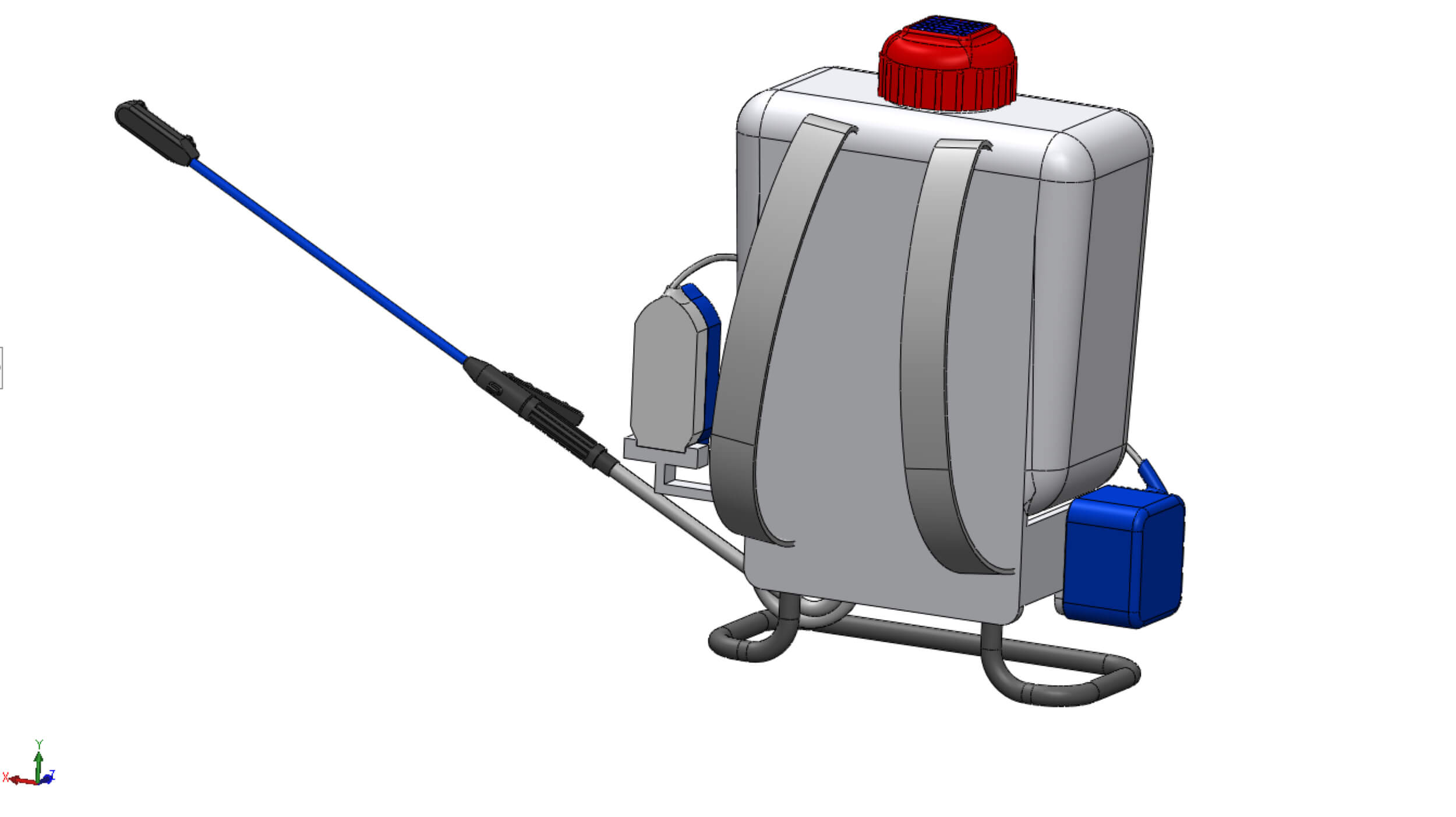 Solar Cell Electric Knapsack Sprayer Tank Pump Motor Battery - 3D Model ...