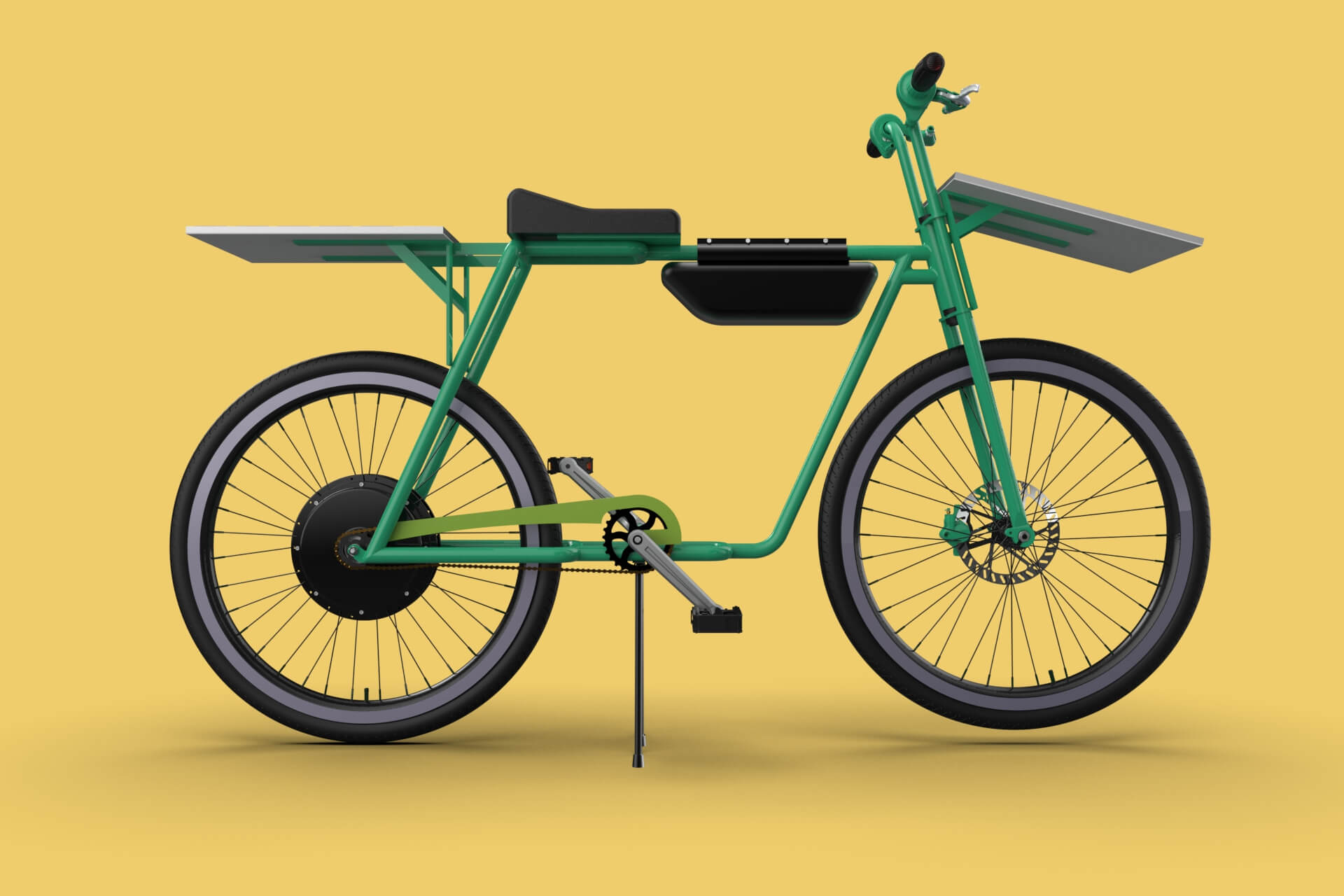 Solar Cell Panel Ebike Electric Bike Bicycle - 3D Model by surf3d