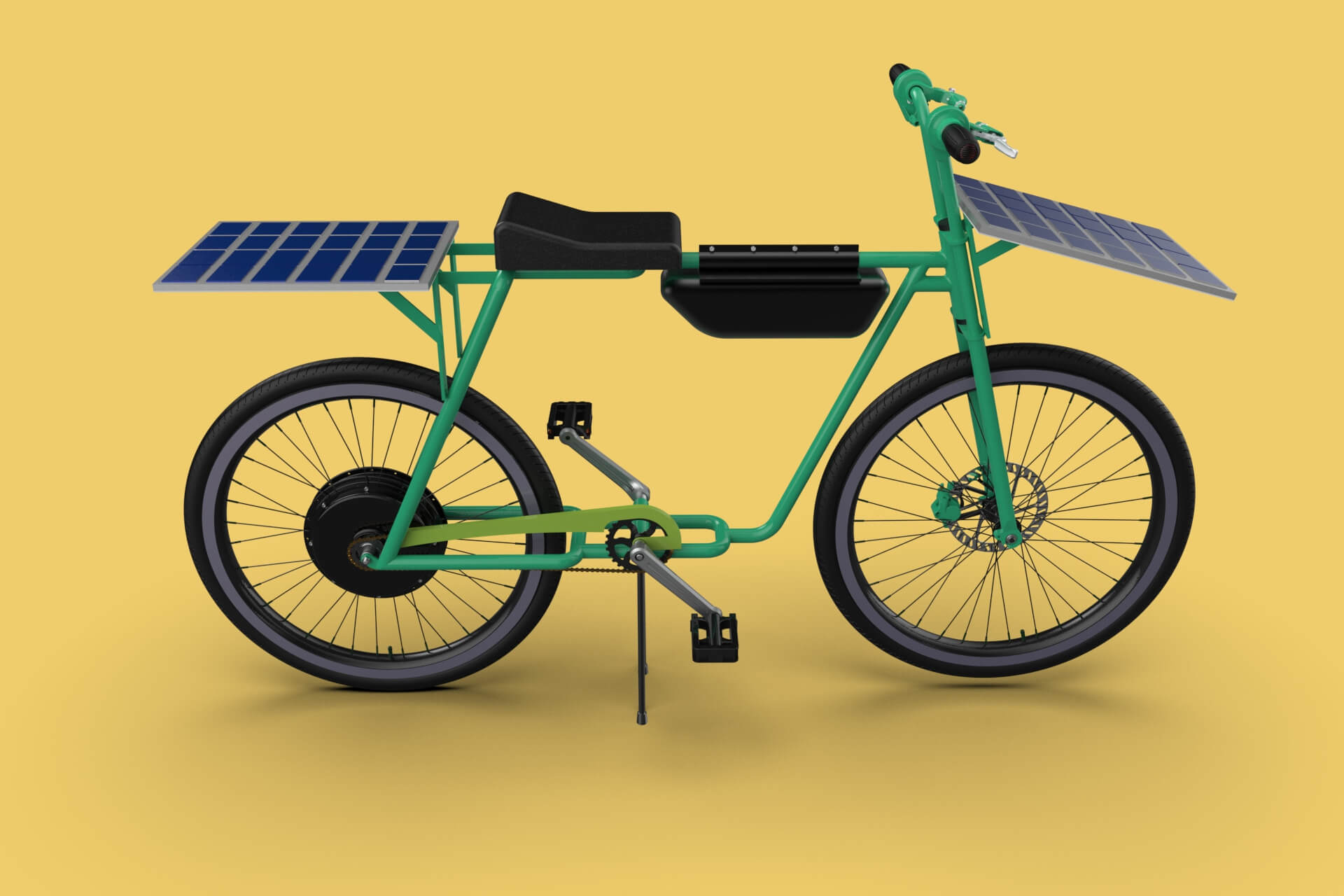 Solar Cell Panel Ebike Electric Bike Bicycle - 3D Model by surf3d