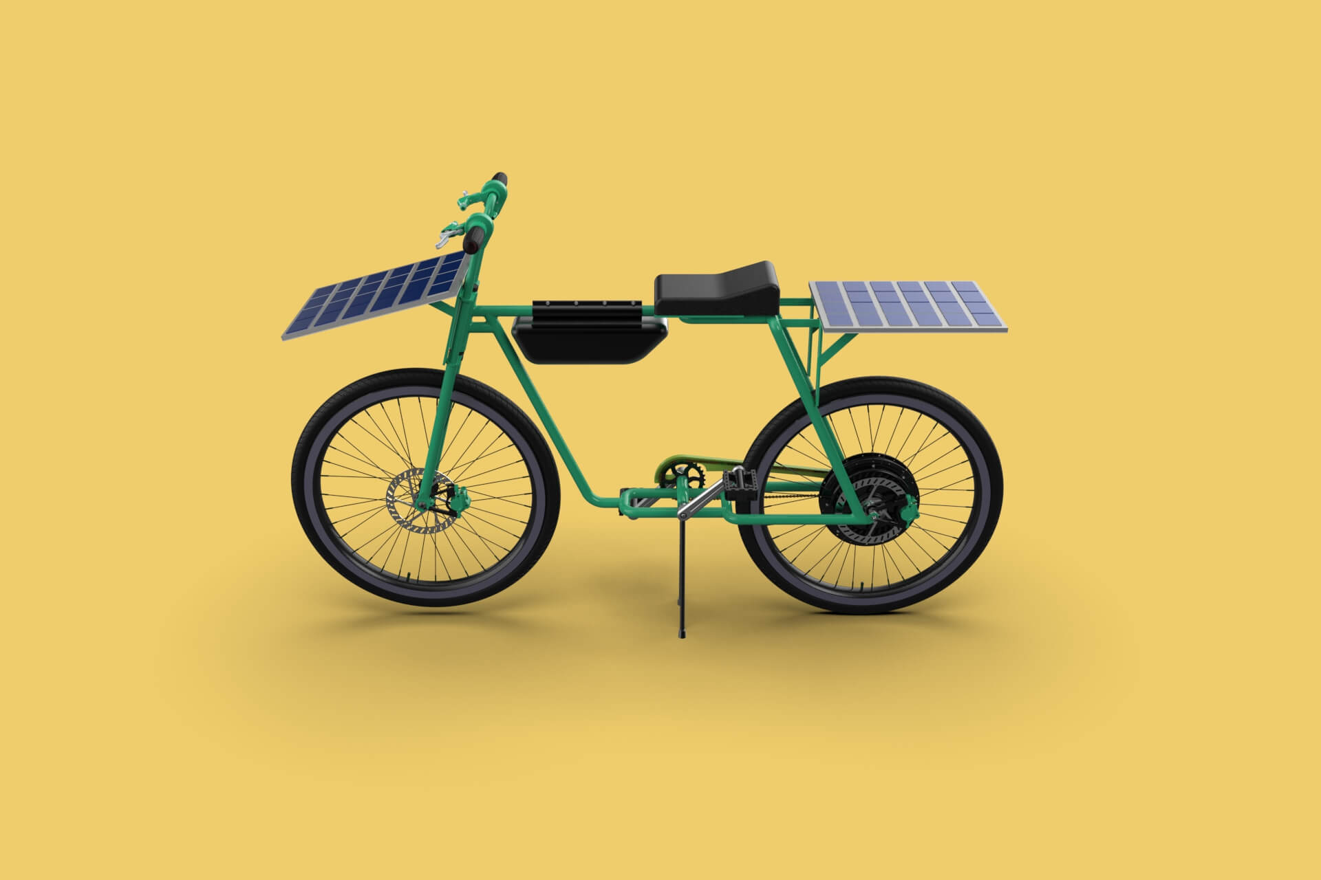 Solar Cell Panel Ebike Electric Bike Bicycle - 3D Model by surf3d