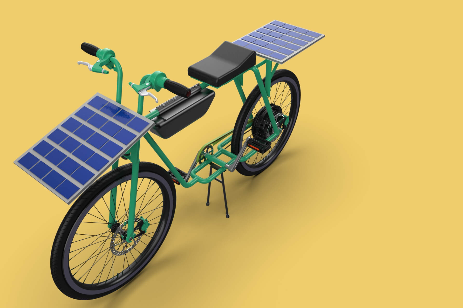 Solar Cell Panel Ebike Electric Bike Bicycle - 3D Model by surf3d