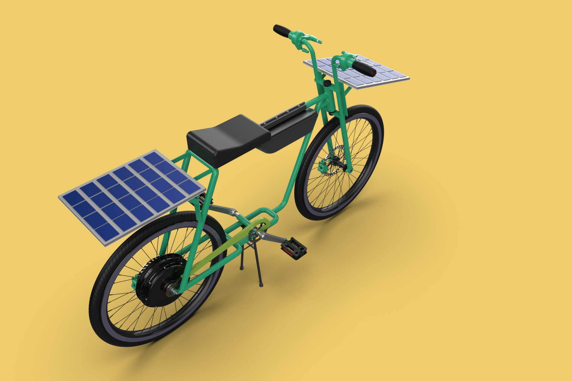 Solar Cell Panel Ebike Electric Bike Bicycle - 3D Model by surf3d