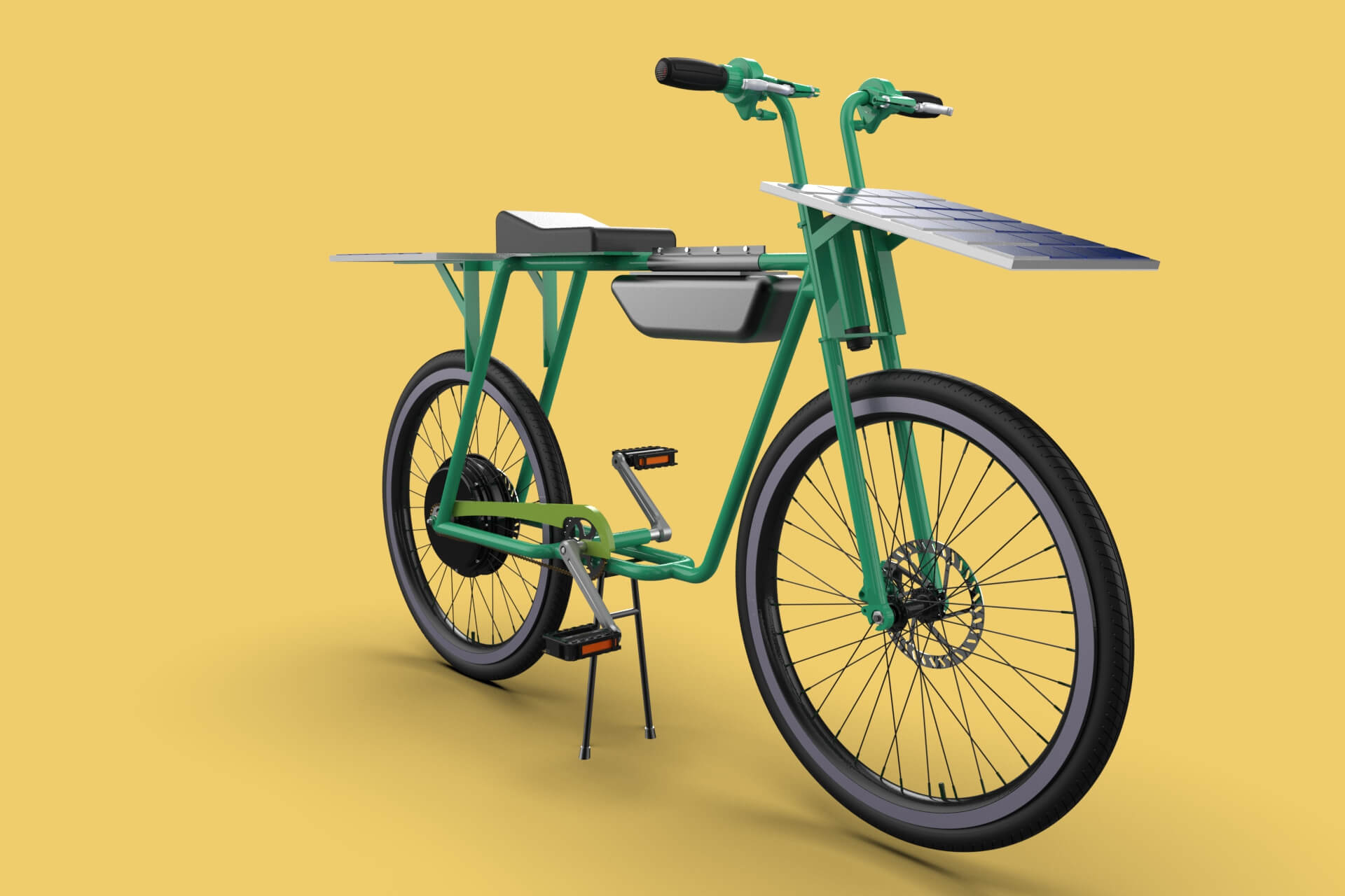 Solar Cell Panel Ebike Electric Bike Bicycle - 3D Model by surf3d