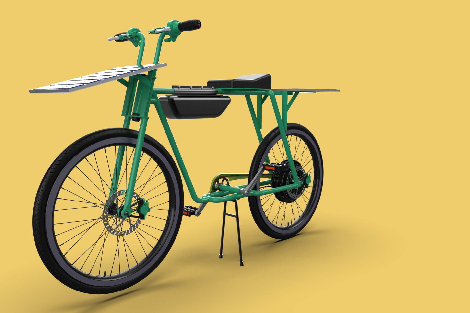 Solar Cell Panel Ebike Electric Bike Bicycle - 3D Model by surf3d