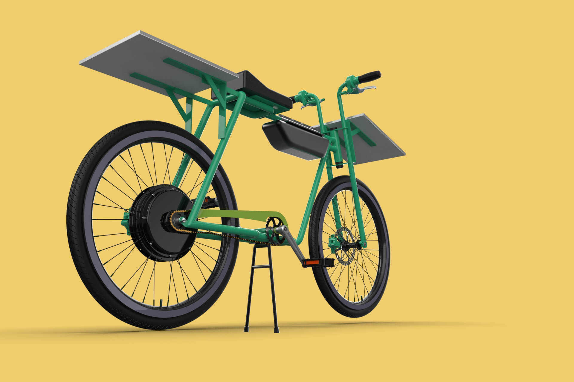 Solar Cell Panel Ebike Electric Bike Bicycle - 3D Model by surf3d