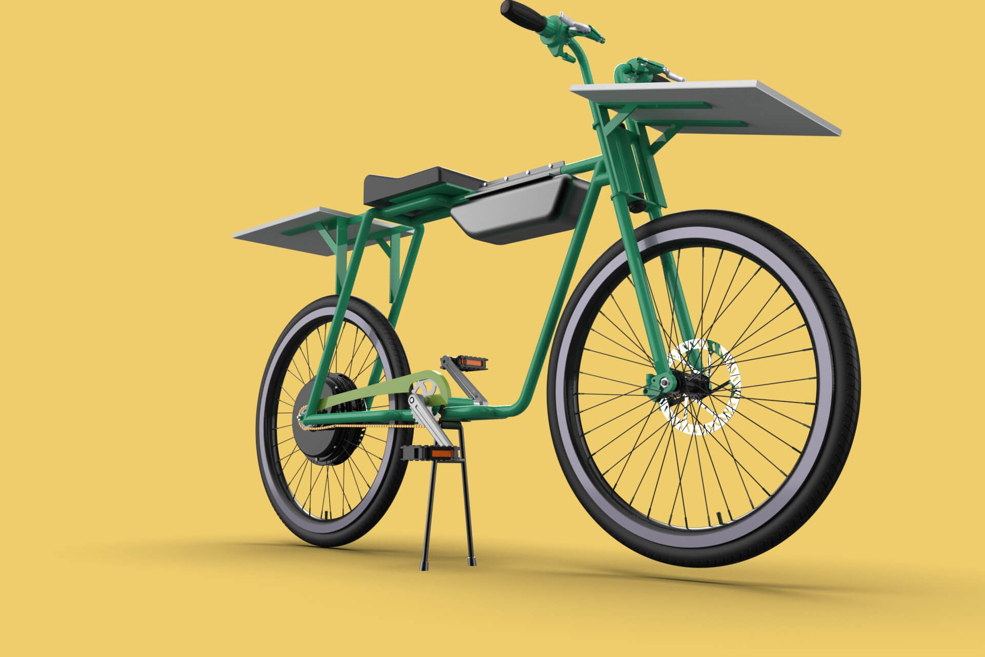 Solar Cell Panel Ebike Electric Bike Bicycle - 3D Model by surf3d
