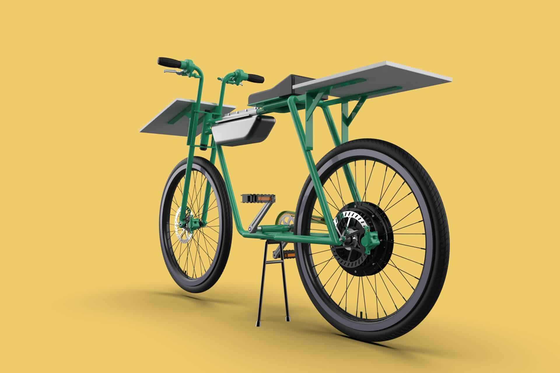 Solar Cell Panel Ebike Electric Bike Bicycle - 3D Model by surf3d