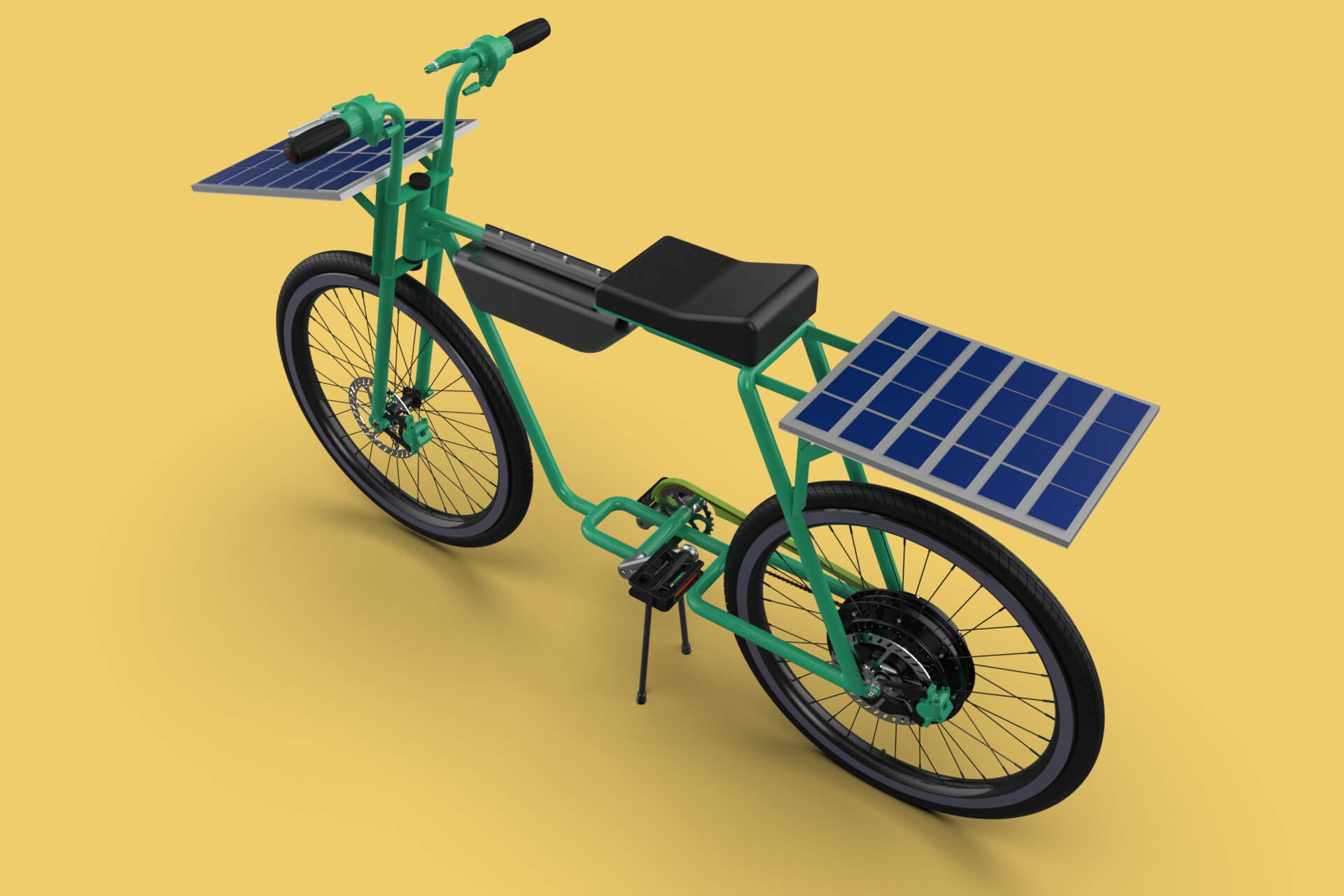 Solar Cell Panel Ebike Electric Bike Bicycle - 3D Model by surf3d
