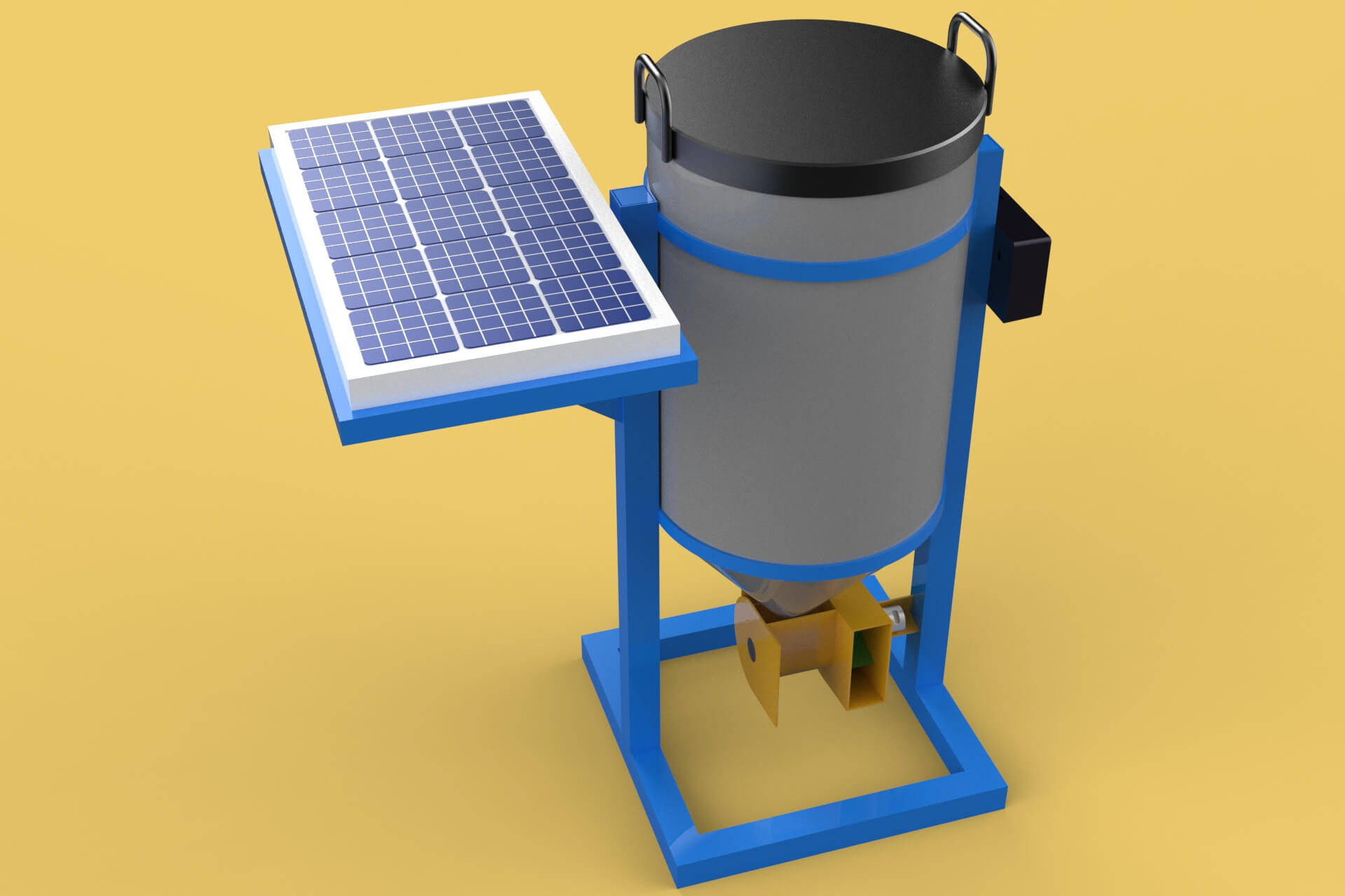 Solar Cell Powered Directional Fish Feeder Centrifugal Sprea - 3D Model ...