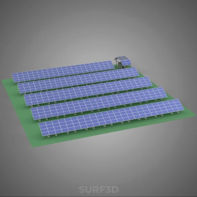 Solar Panel Power Station Plant Generation Array Field Farm - 3D Model ...