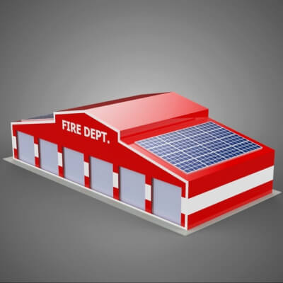 Solar Roof Fire Engine Garage Station House Door Department - 3D Model ...