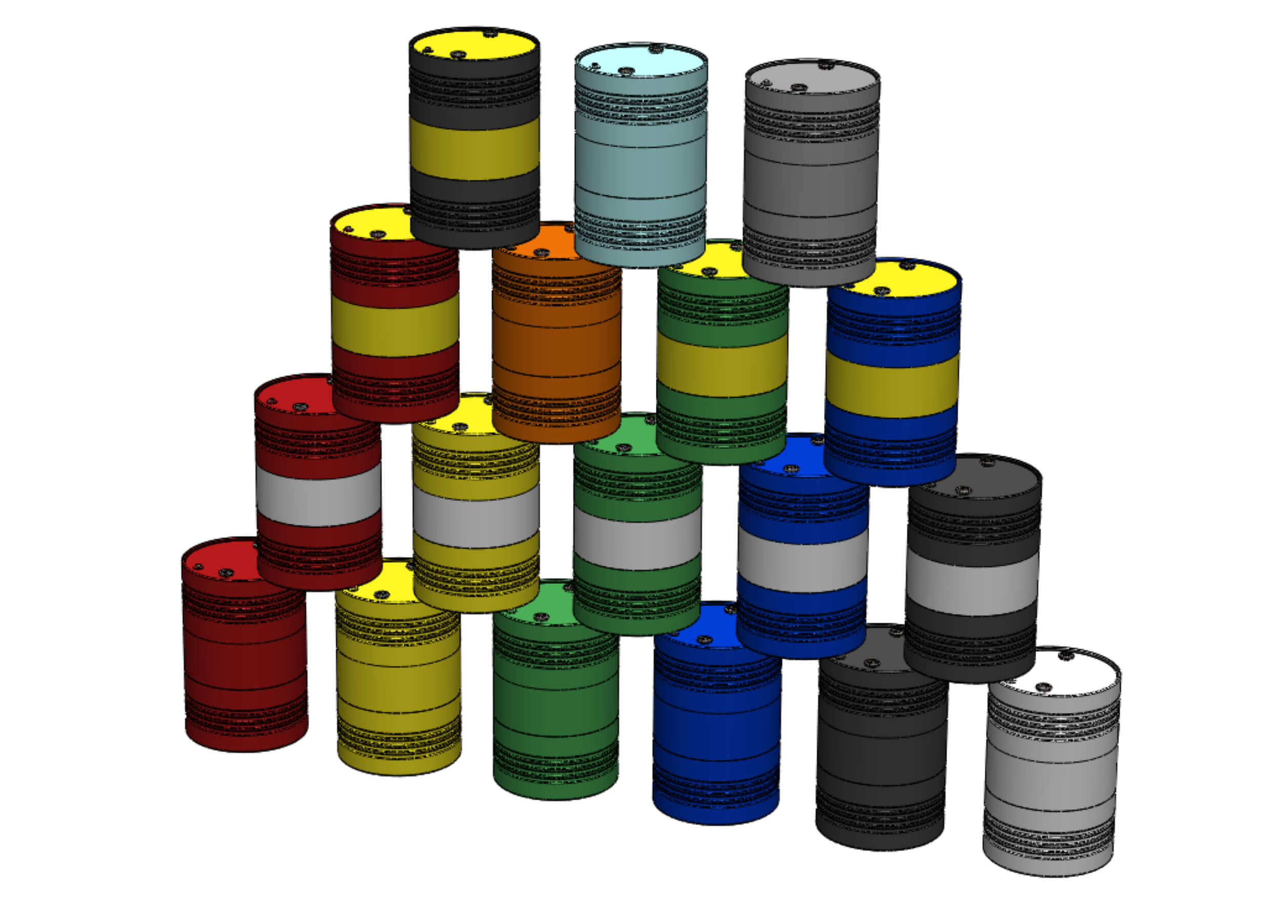 Stacked Various Color Fuel Oil Steel Drum Gallon Barrel Gas - 3D Model ...