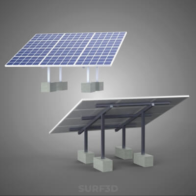 Stand Support Structure Frame Array Solar Panel Photovoltaic - 3D Model ...