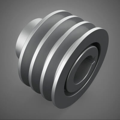 Standard 3 Three Triple Groove Track Pulley Sheave Wheel Key - 3D Model ...