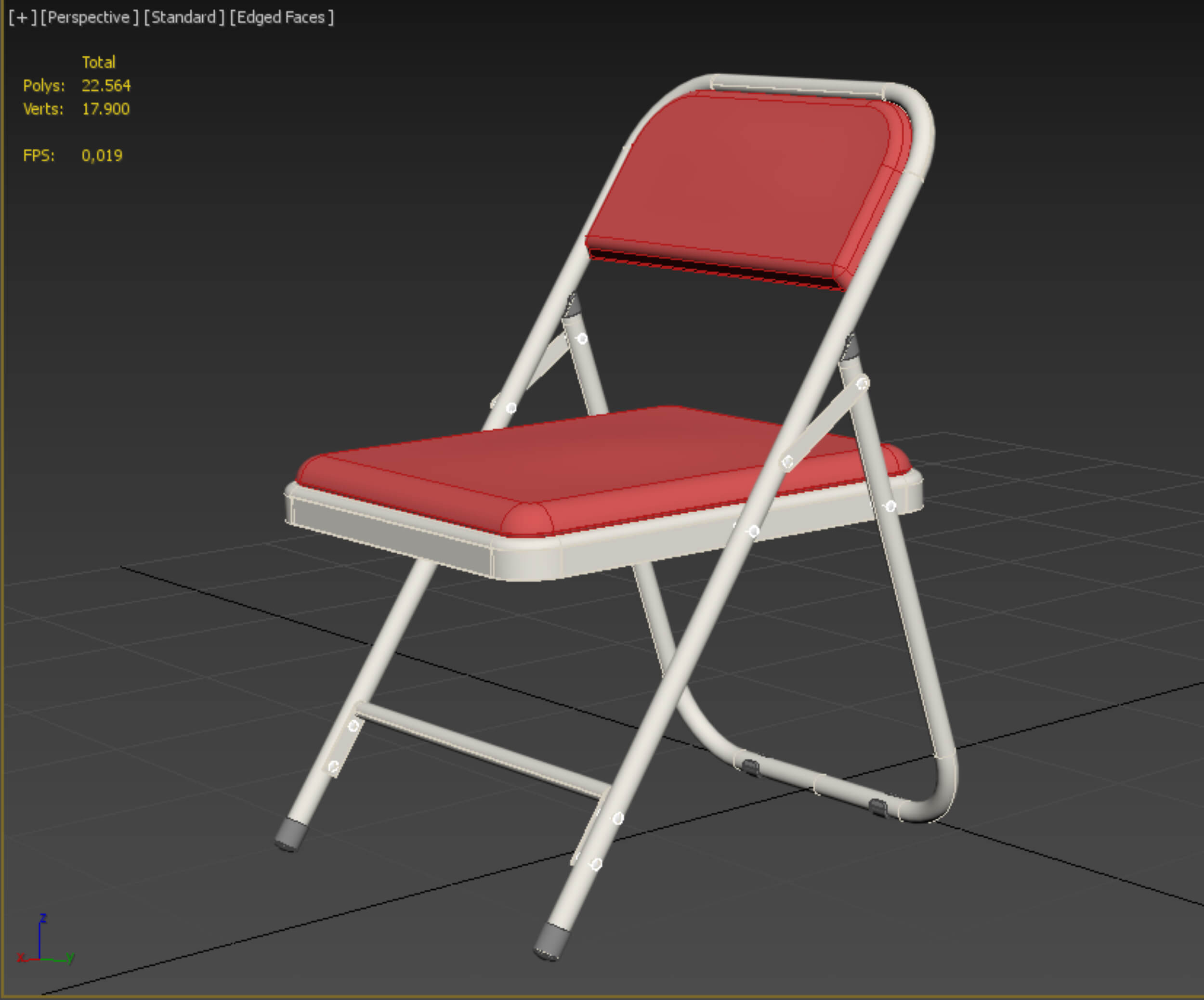 Standard Folding Chair Metal Foldable Event Seat Flip Stool - 3D Model ...