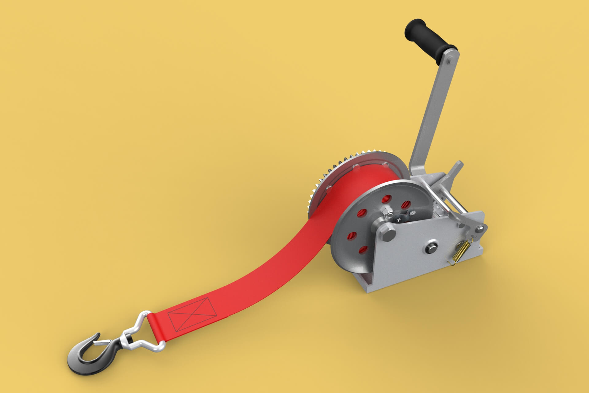 Standard Manual Hand Lever Crank Winch Hoist Belt Lifting - 3D Model by ...