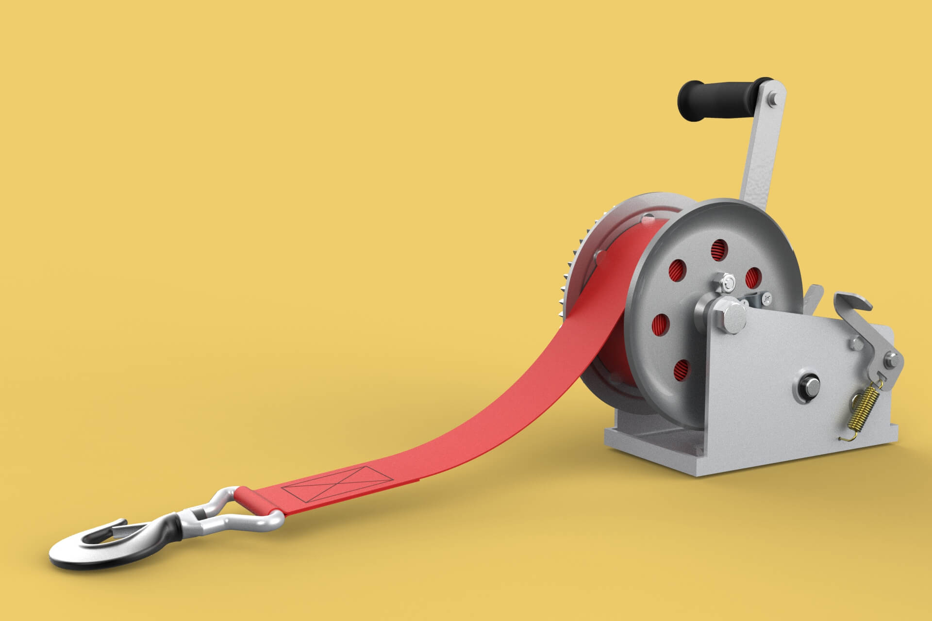 Standard Manual Hand Lever Crank Winch Hoist Belt Lifting - 3D Model by ...