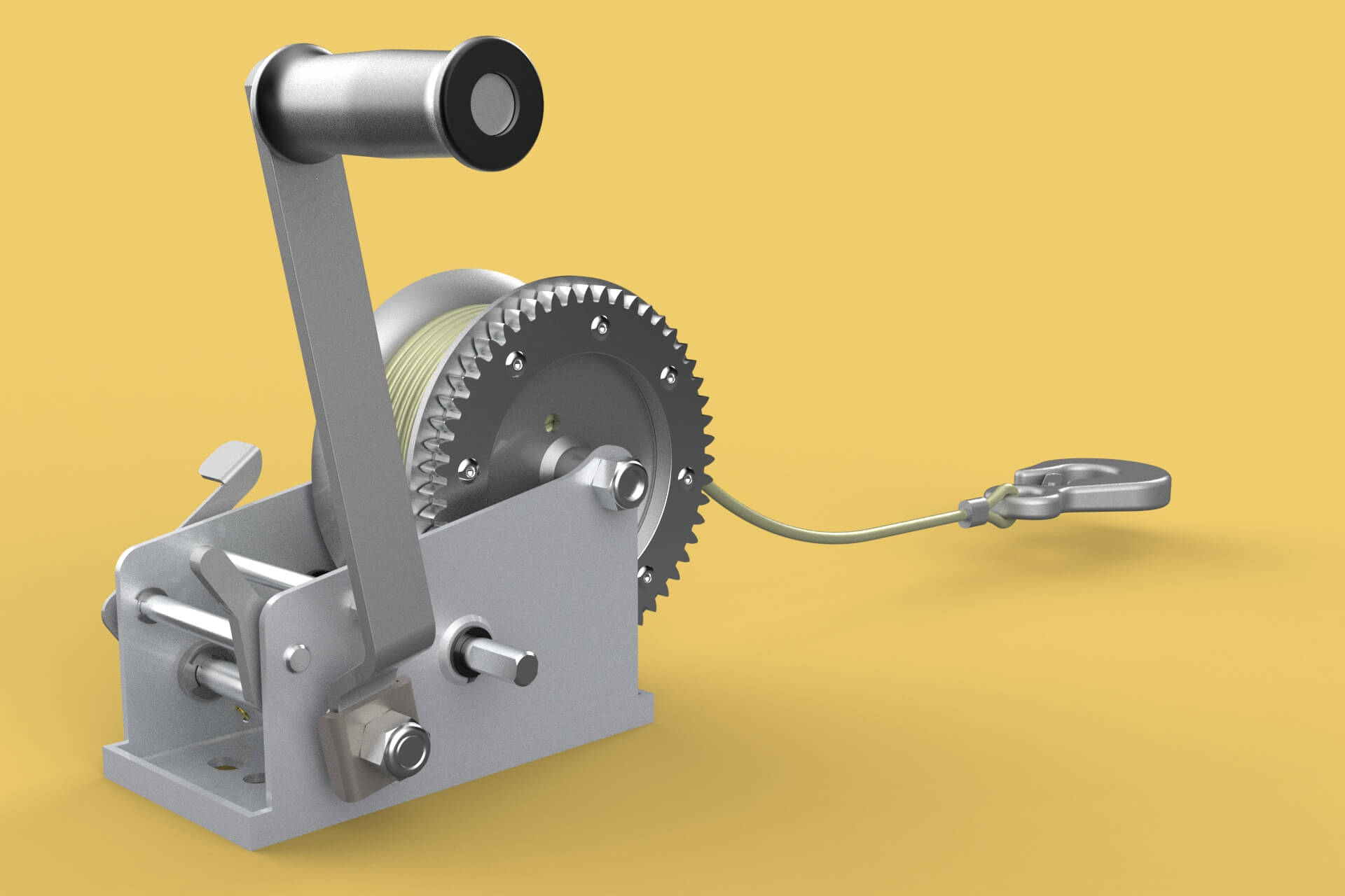 Standard Manual Hand Lever Crank Winch Hoist Wire Lifting - 3D Model by ...