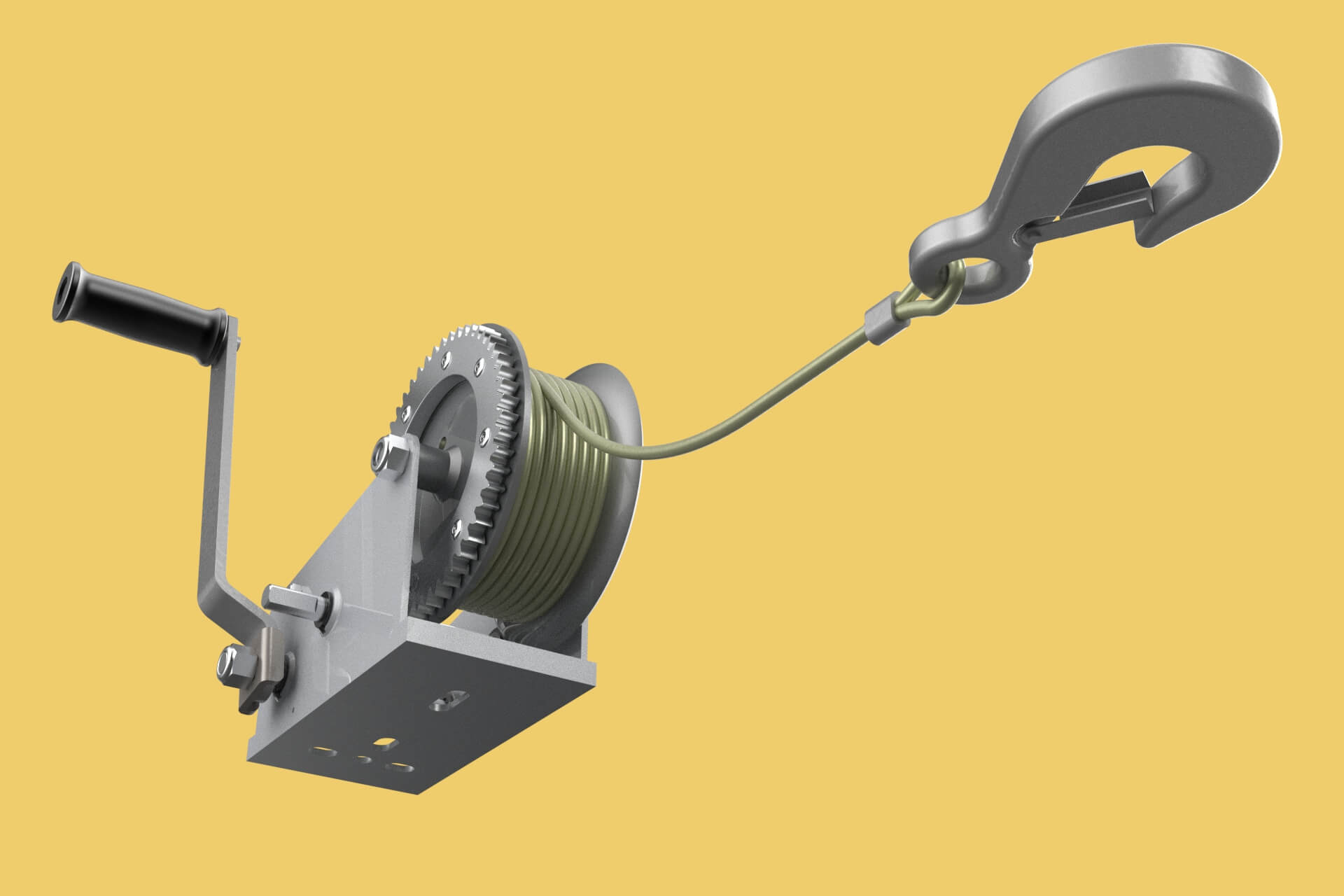 Standard Manual Hand Lever Crank Winch Hoist Wire Lifting - 3D Model by ...