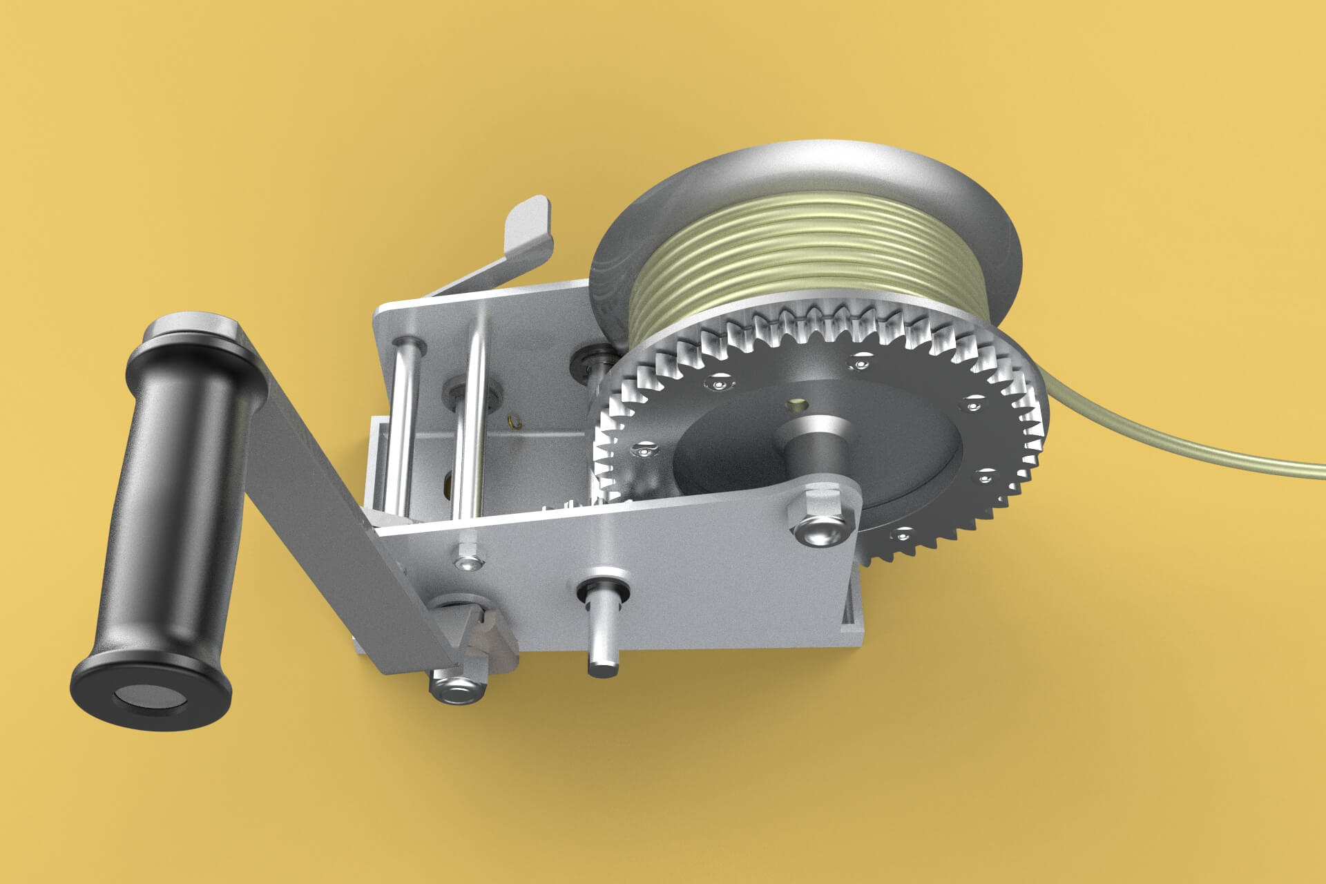 Standard Manual Hand Lever Crank Winch Hoist Wire Lifting - 3D Model by ...