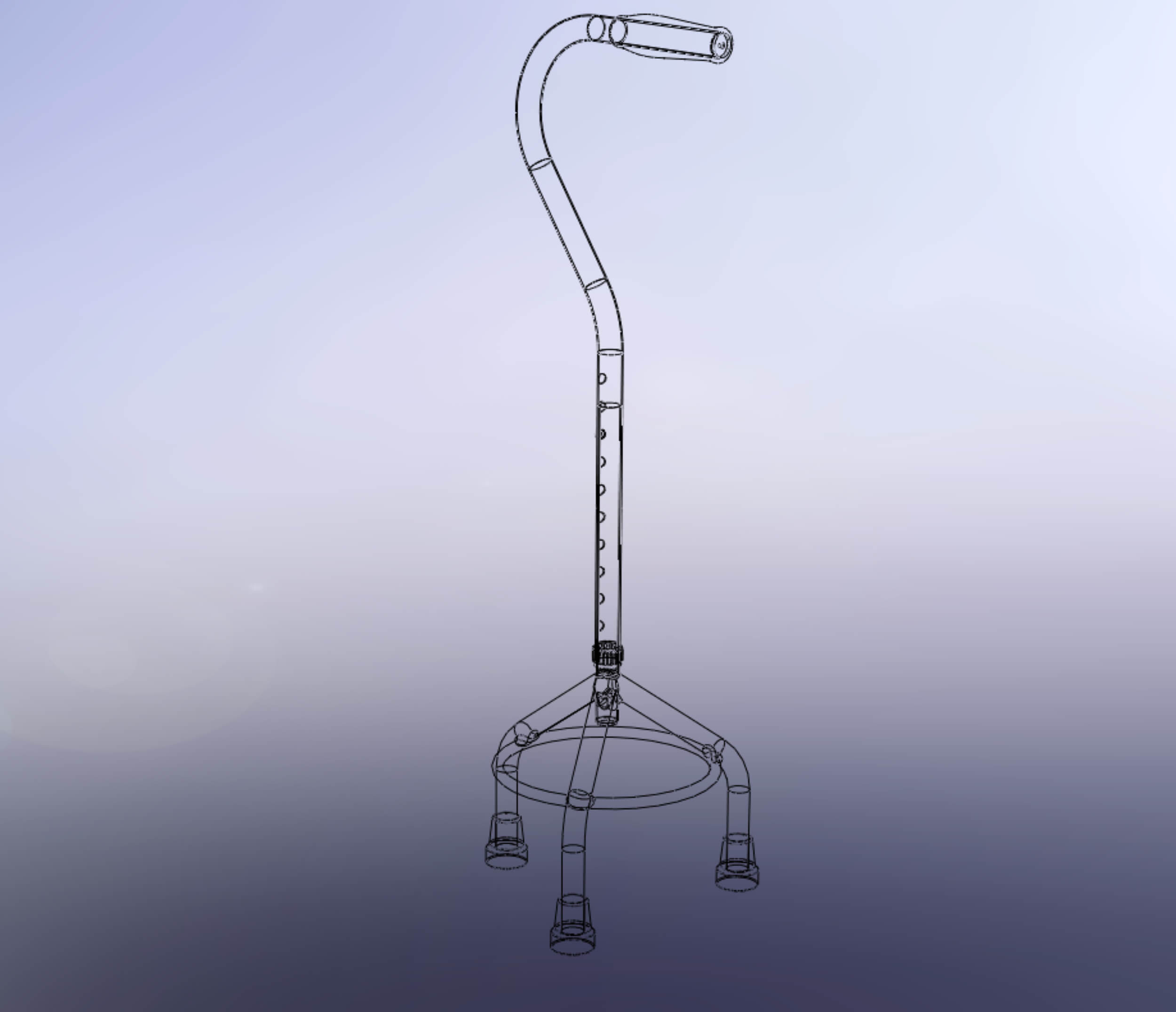 Standard Walking Cane Aid Elderly Tripod Stick Pole Gait 3 - 3D Model ...