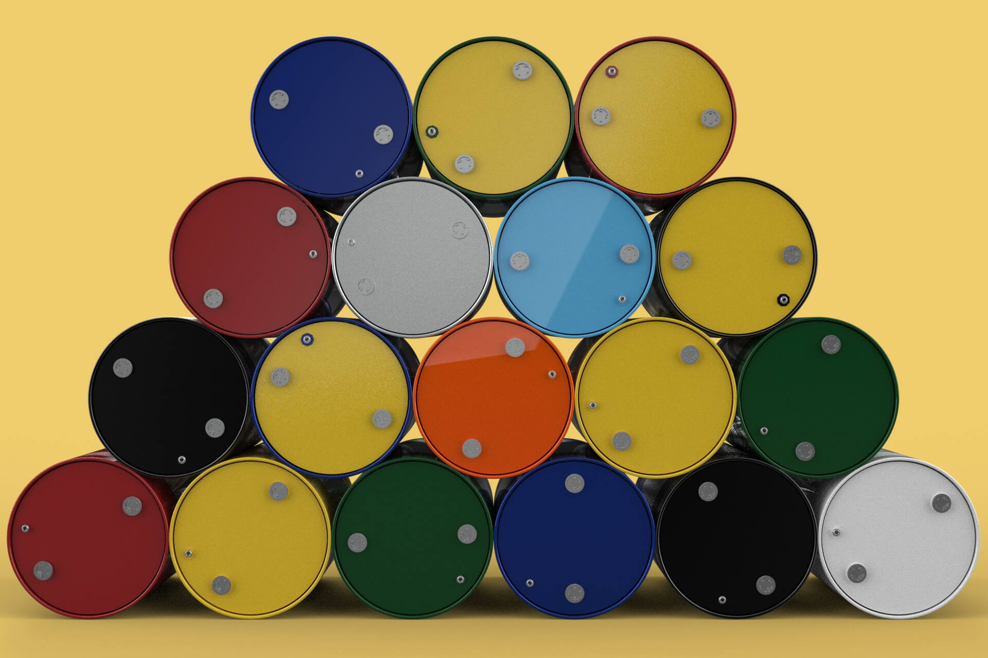 Steel Drum Barrel Stacked Various Color Gallon Gas Tank Oil - 3D Model ...
