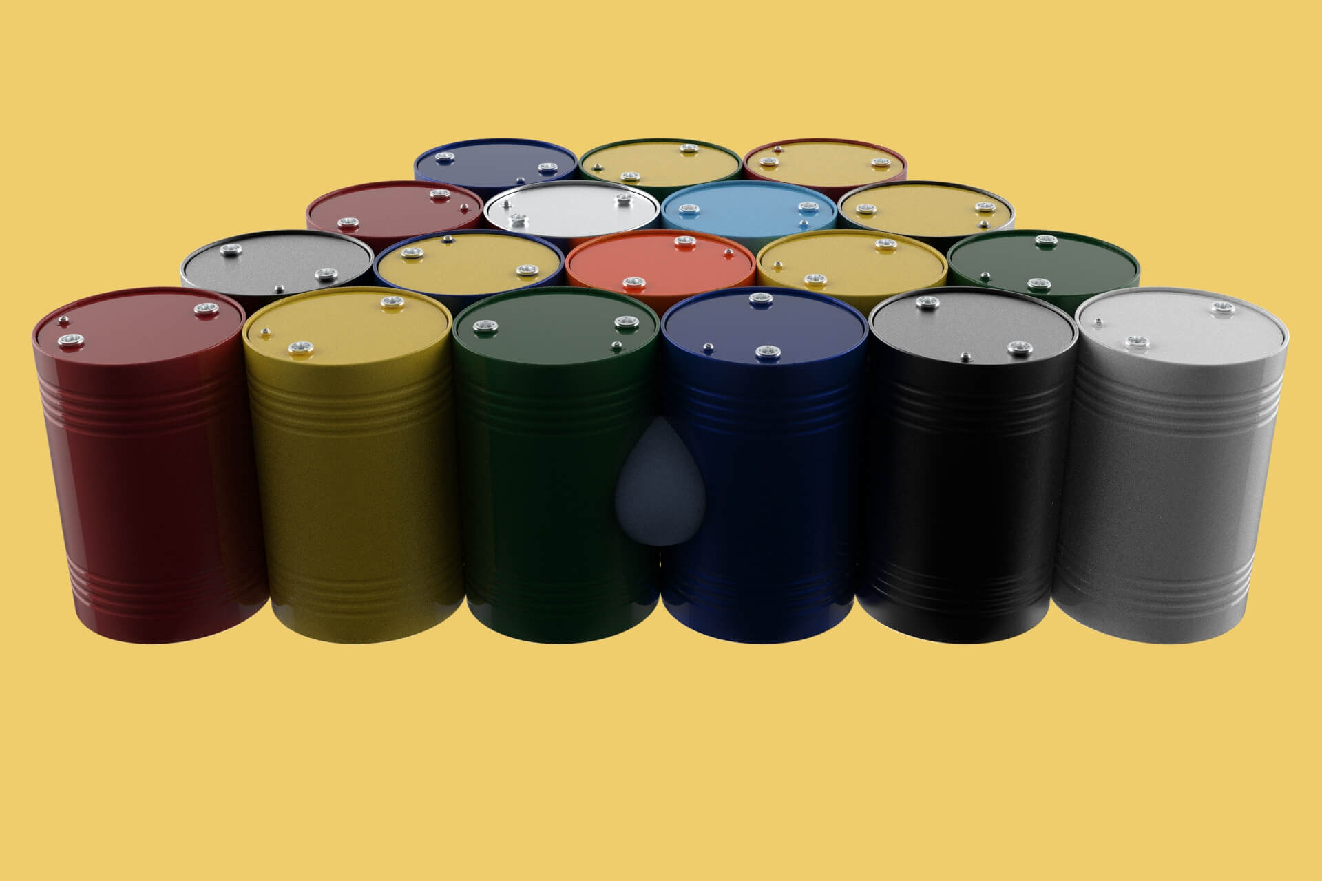 Steel Drum Barrel Stacked Various Color Gallon Gas Tank Oil - 3D Model ...