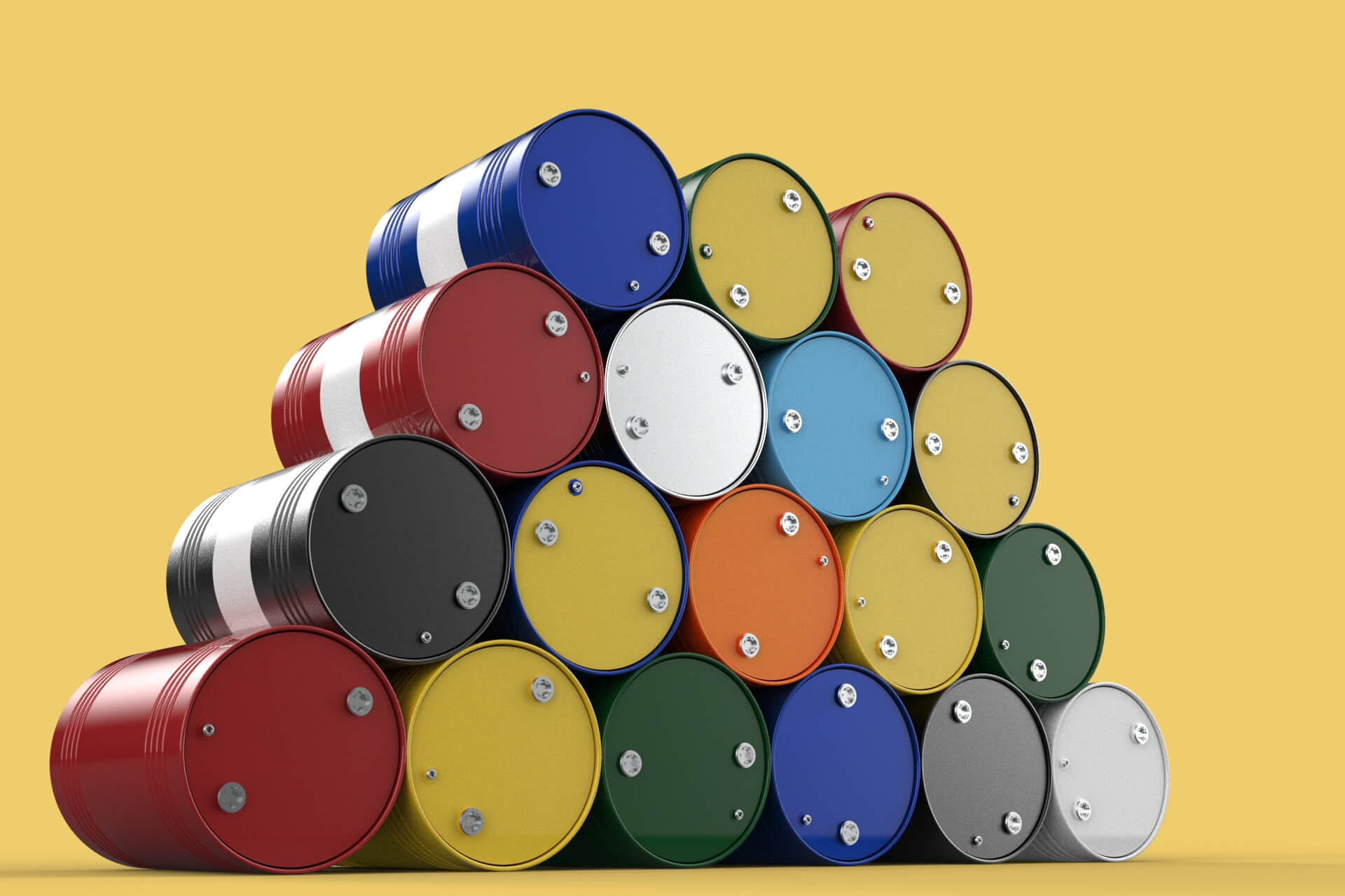 Steel Drum Barrel Stacked Various Color Gallon Gas Tank Oil - 3D Model ...