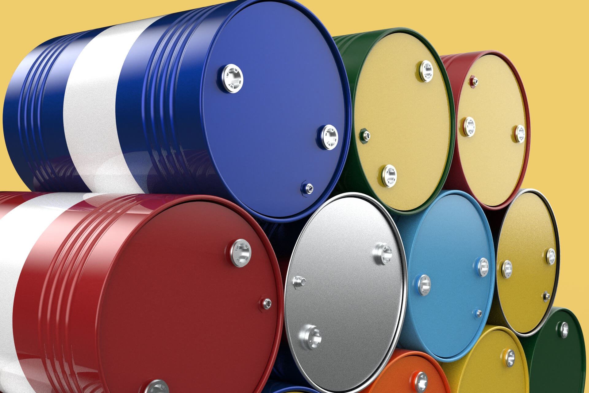 Steel Drum Barrel Stacked Various Color Gallon Gas Tank Oil - 3D Model ...