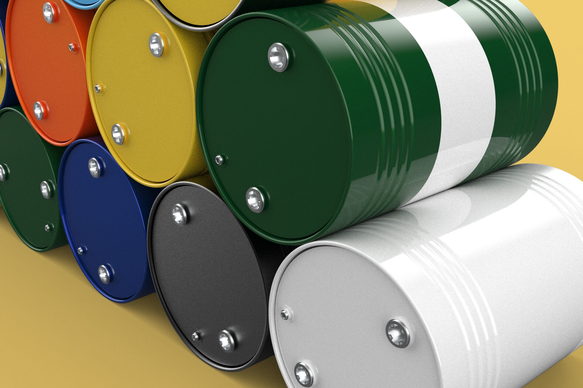 Steel Drum Barrel Stacked Various Color Gallon Gas Tank Oil - 3D Model ...