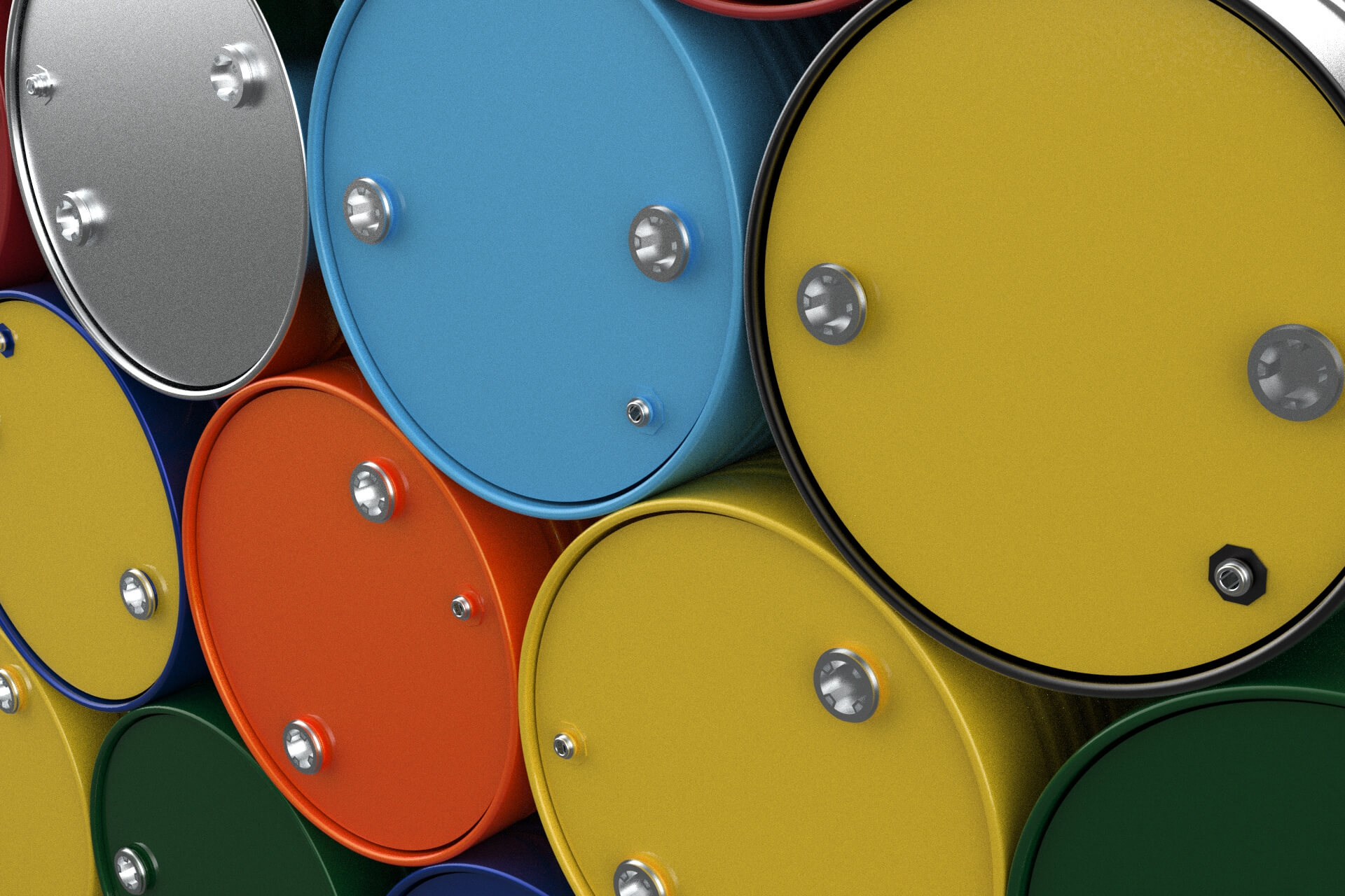 Steel Drum Barrel Stacked Various Color Gallon Gas Tank Oil - 3D Model ...