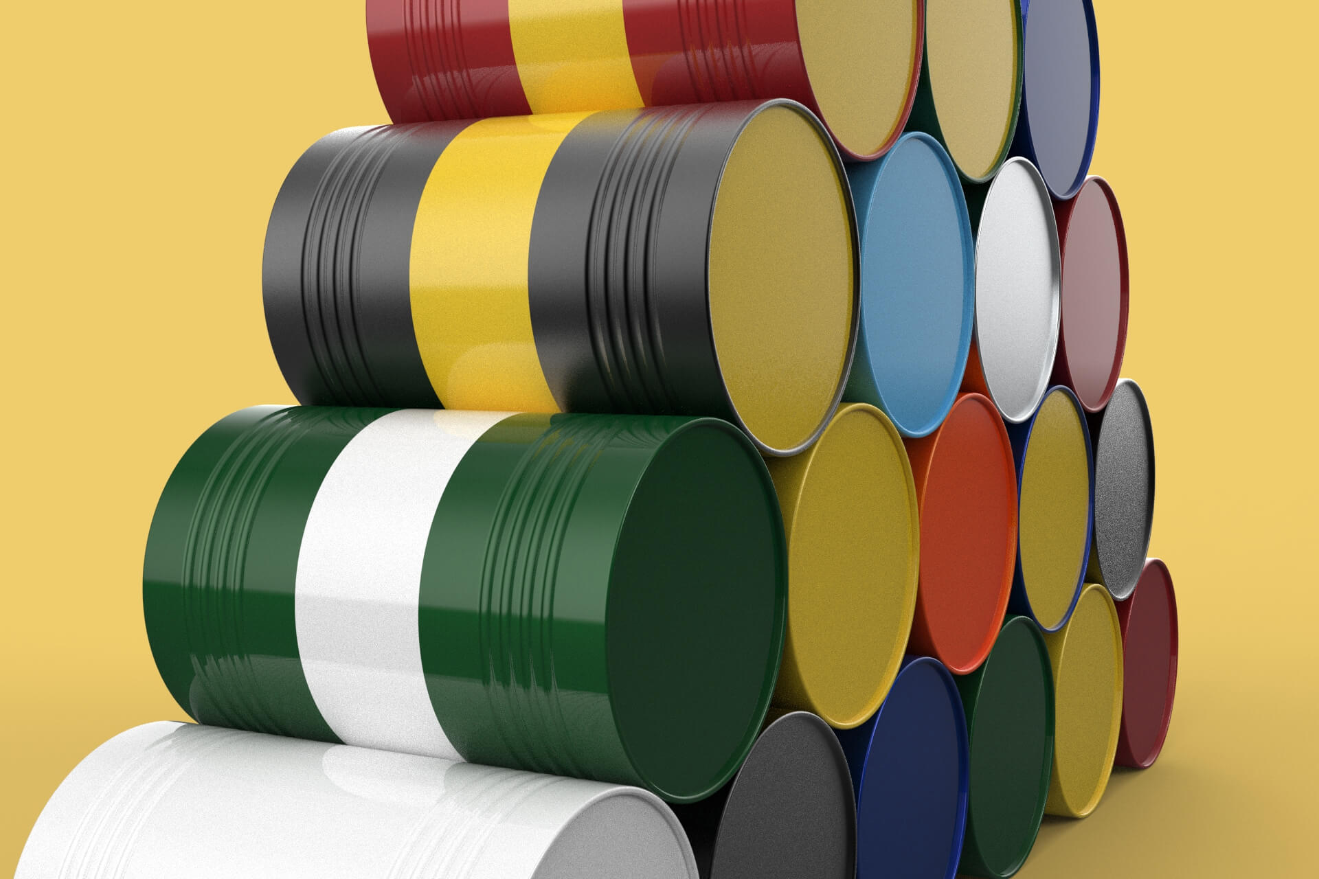 Steel Drum Barrel Stacked Various Color Gallon Gas Tank Oil - 3D Model ...