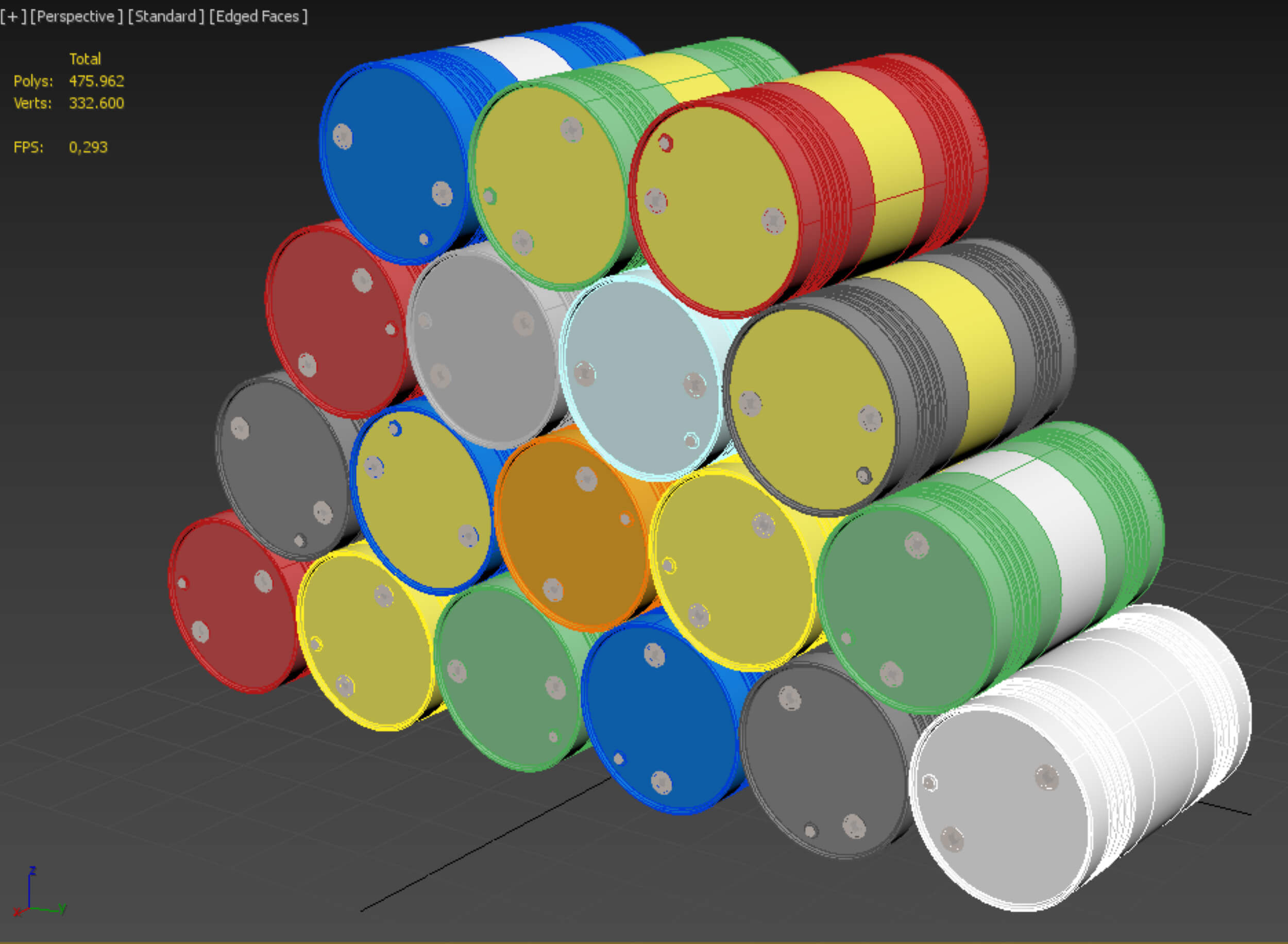 Steel Drum Barrel Stacked Various Color Gallon Gas Tank Oil - 3D Model ...