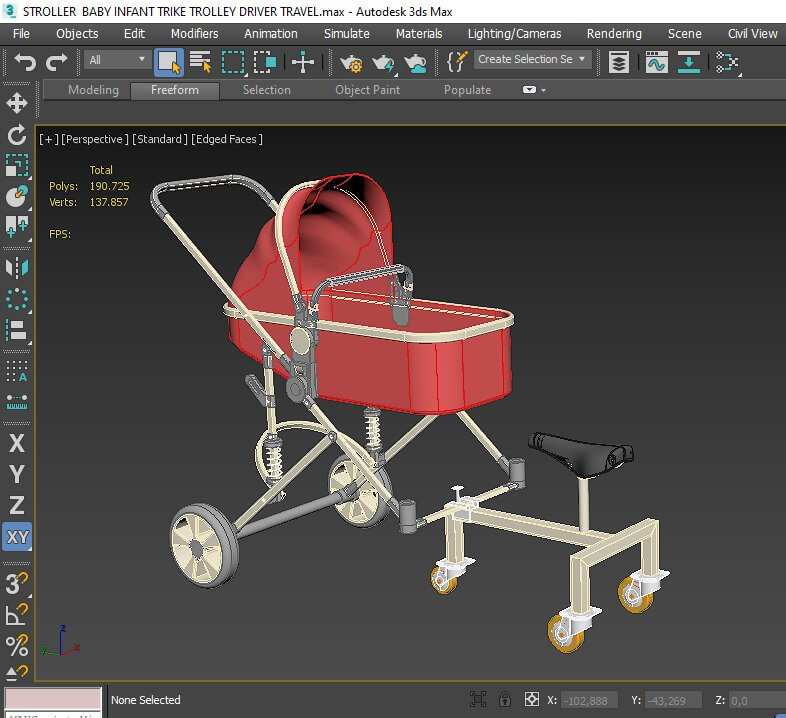 Stroller Baby - 3D Model by surf3d