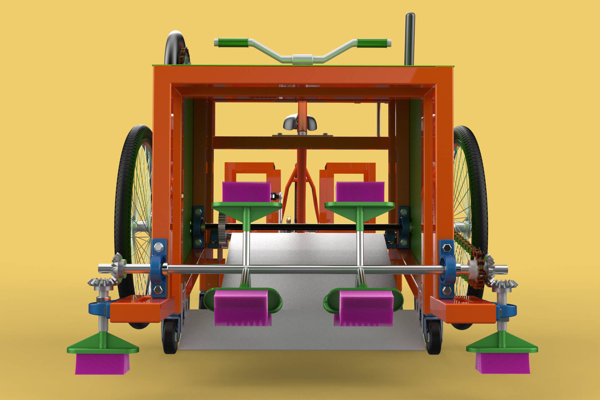 Sweeper Pedal Bike Tricycle Bicycle Cleaner Swab Mop Machine - 3D Model ...