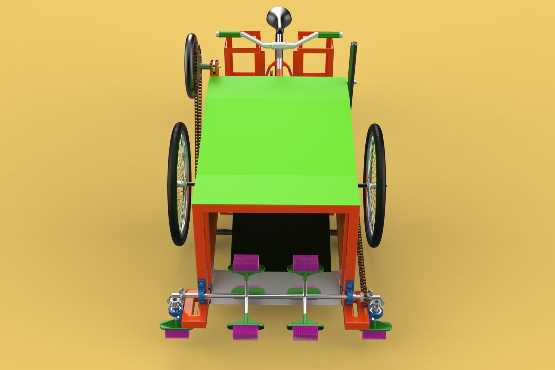 Sweeper Pedal Bike Tricycle Bicycle Cleaner Swab Mop Machine - 3D Model ...