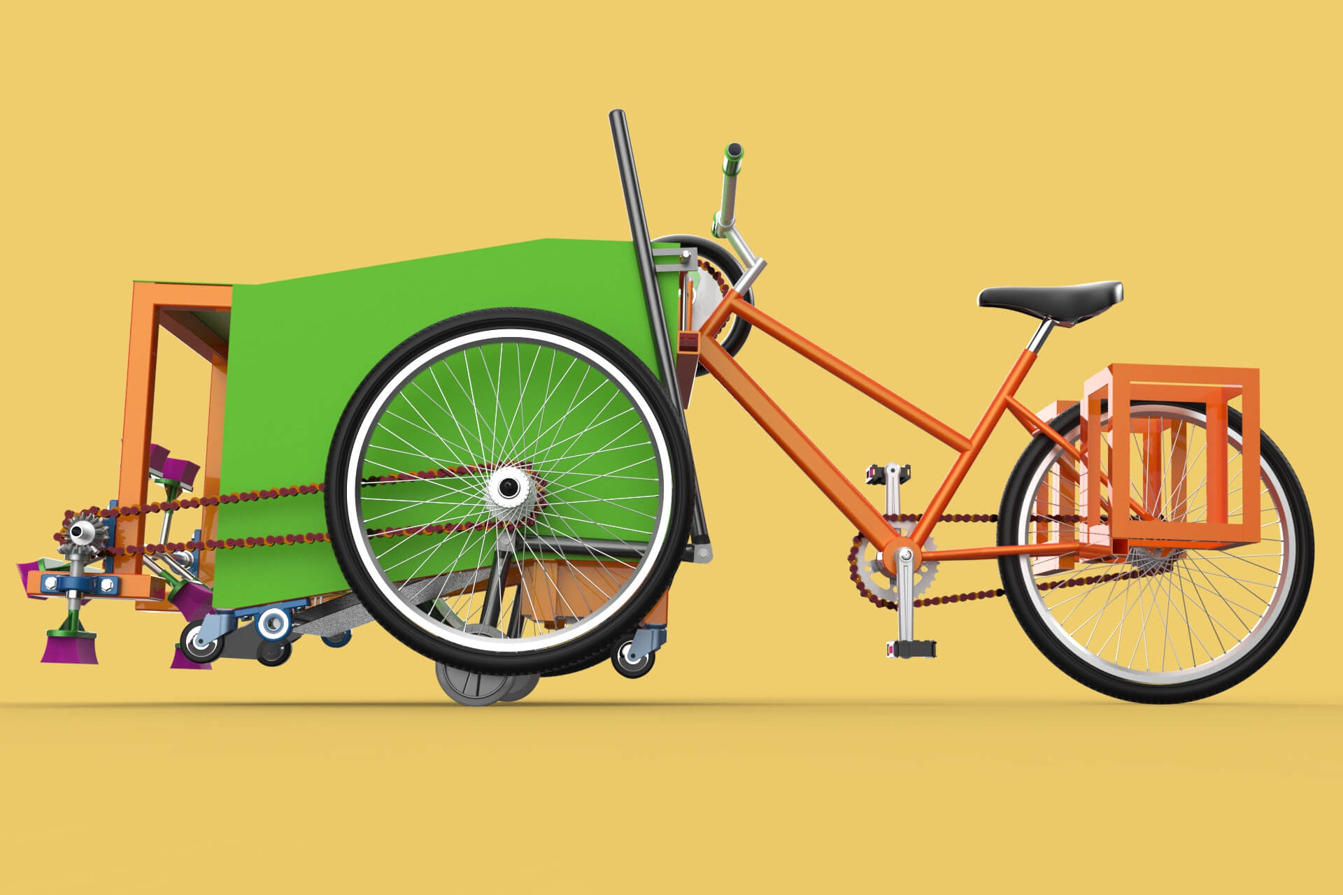 Sweeper Pedal Bike Tricycle Bicycle Cleaner Swab Mop Machine - 3D Model ...