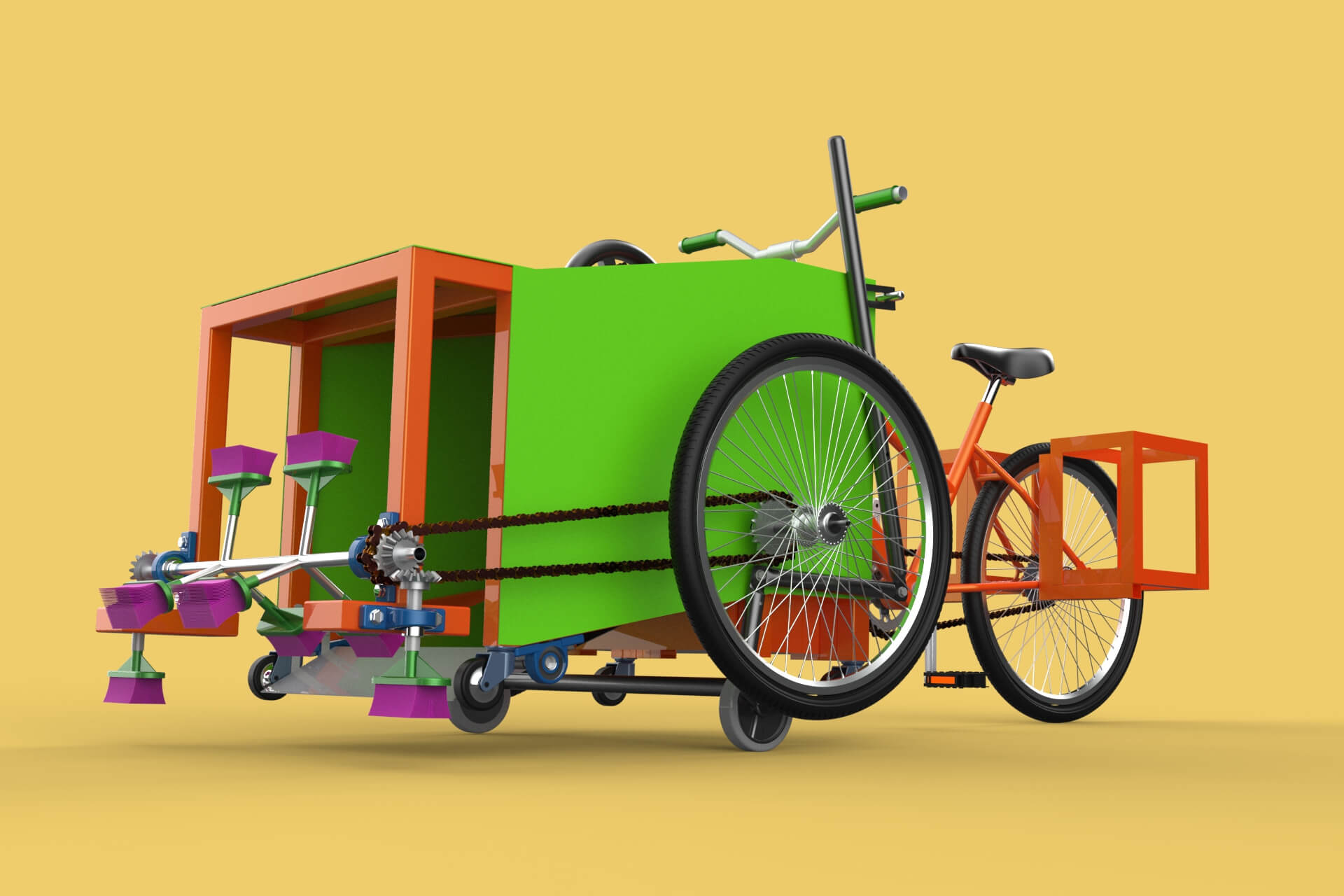 Sweeper Pedal Bike Tricycle Bicycle Cleaner Swab Mop Machine - 3D Model ...