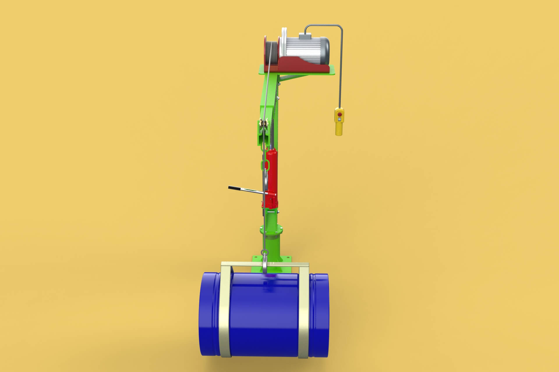 Swivel Lifting Crane Electric Winch Hoist Jib Steel Drum Car - 3D Model ...