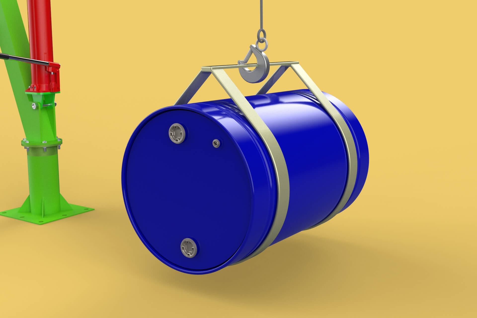 Swivel Lifting Crane Electric Winch Hoist Jib Steel Drum Car - 3D Model ...