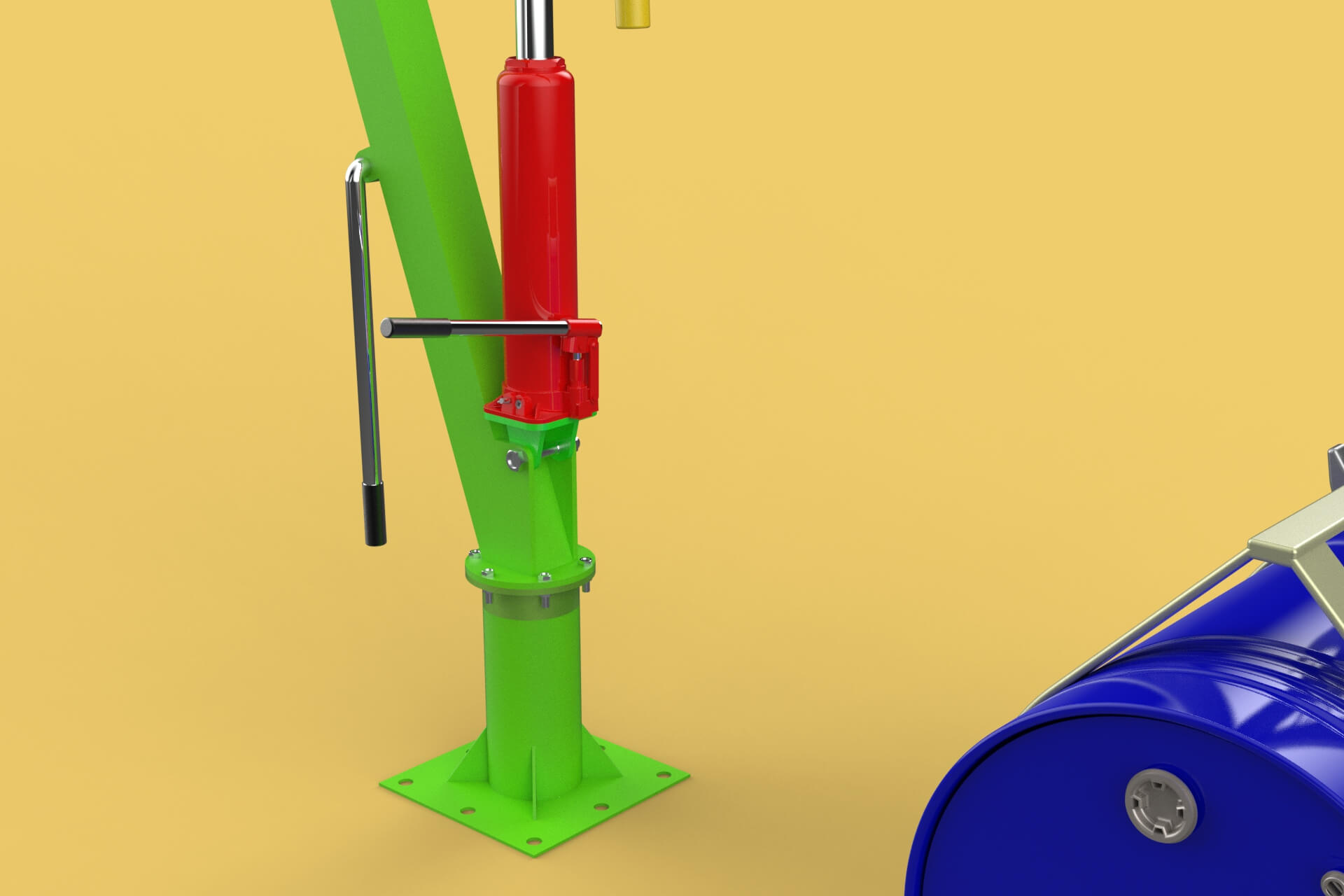 Swivel Lifting Crane Electric Winch Hoist Jib Steel Drum Car - 3D Model ...